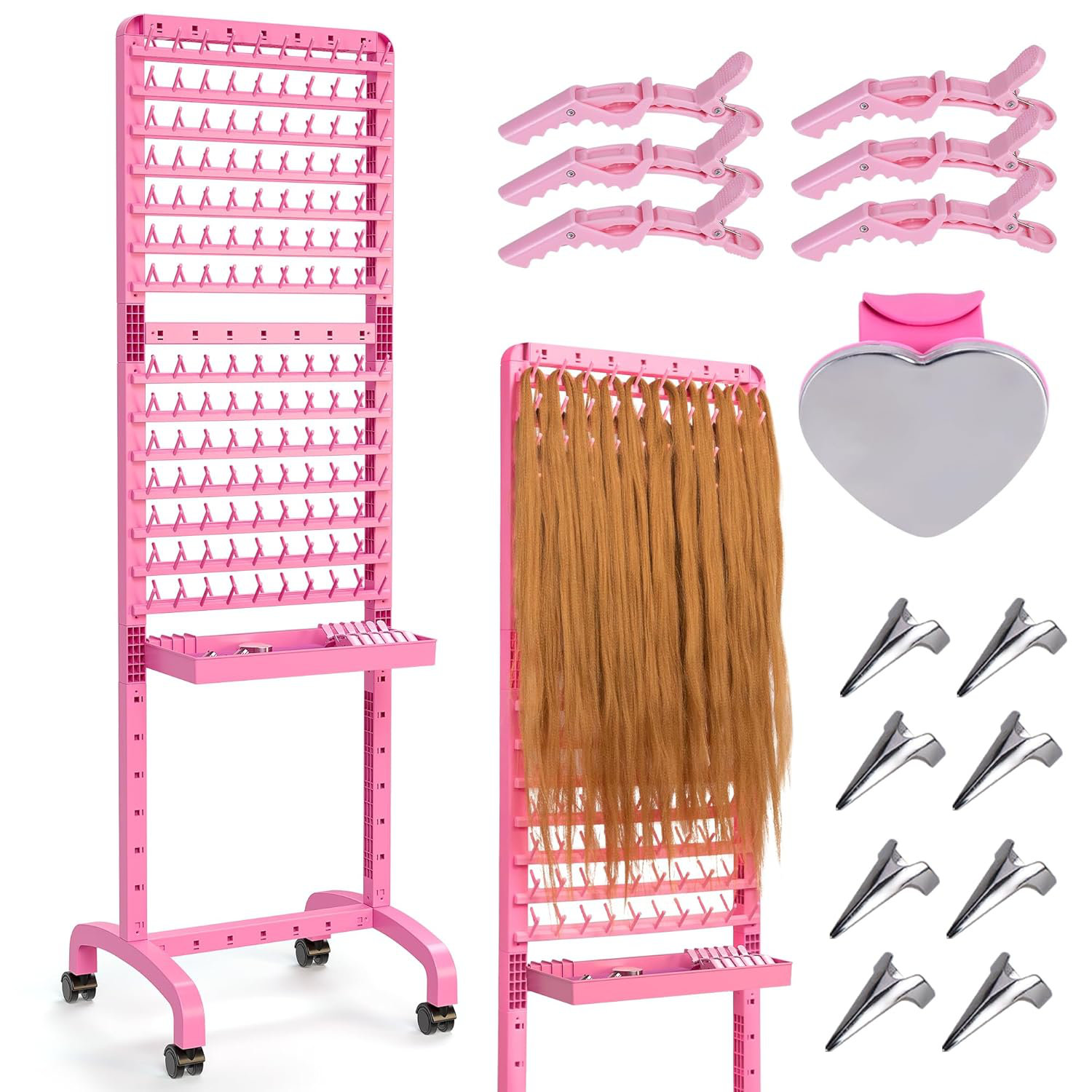 Rebrilliant Adjustable 280 Pegs Braiding Rack, Hair Racks With Tray And ...