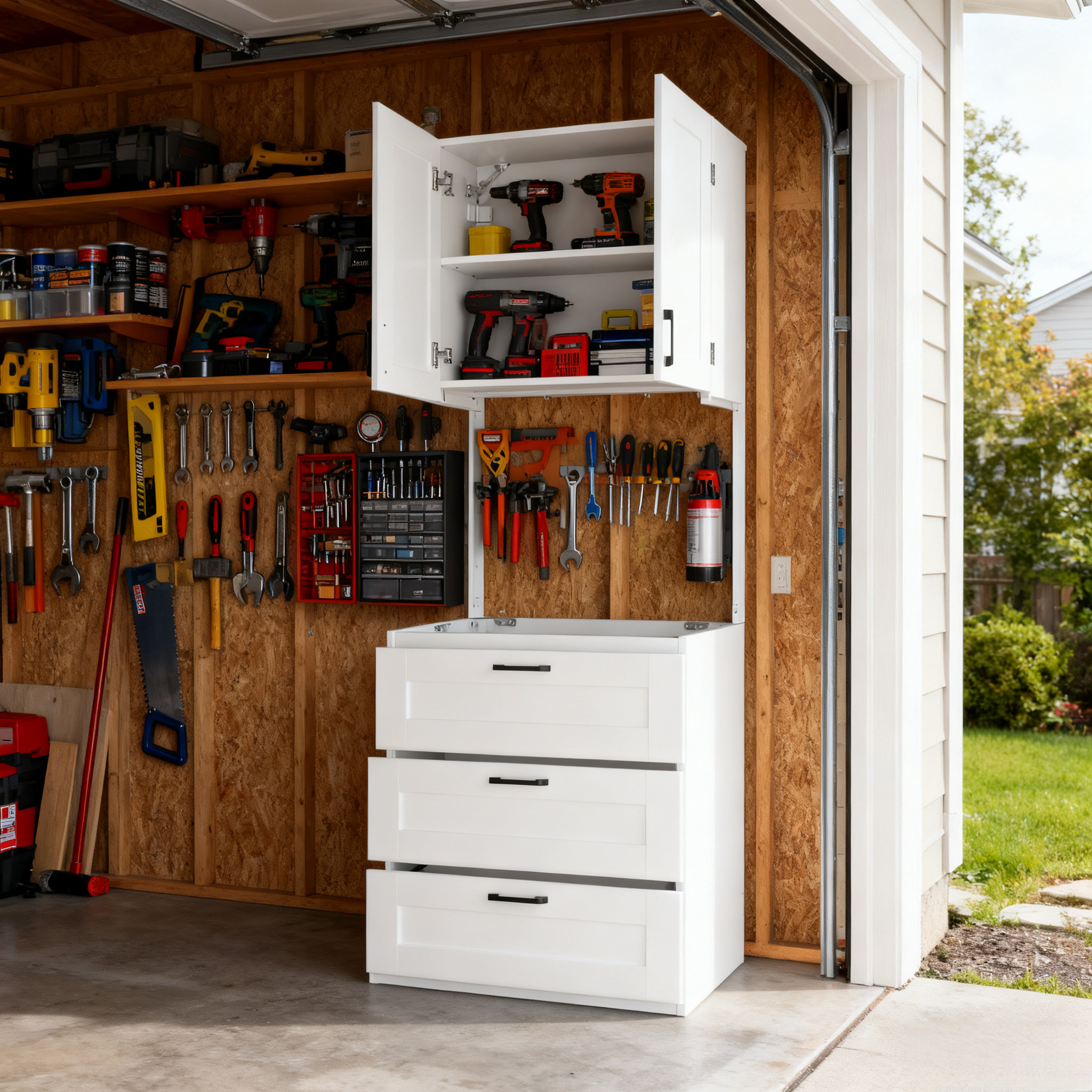 Latitude Run® 2-Piece Garage Storage Cabinet System With 3 Drawers ...