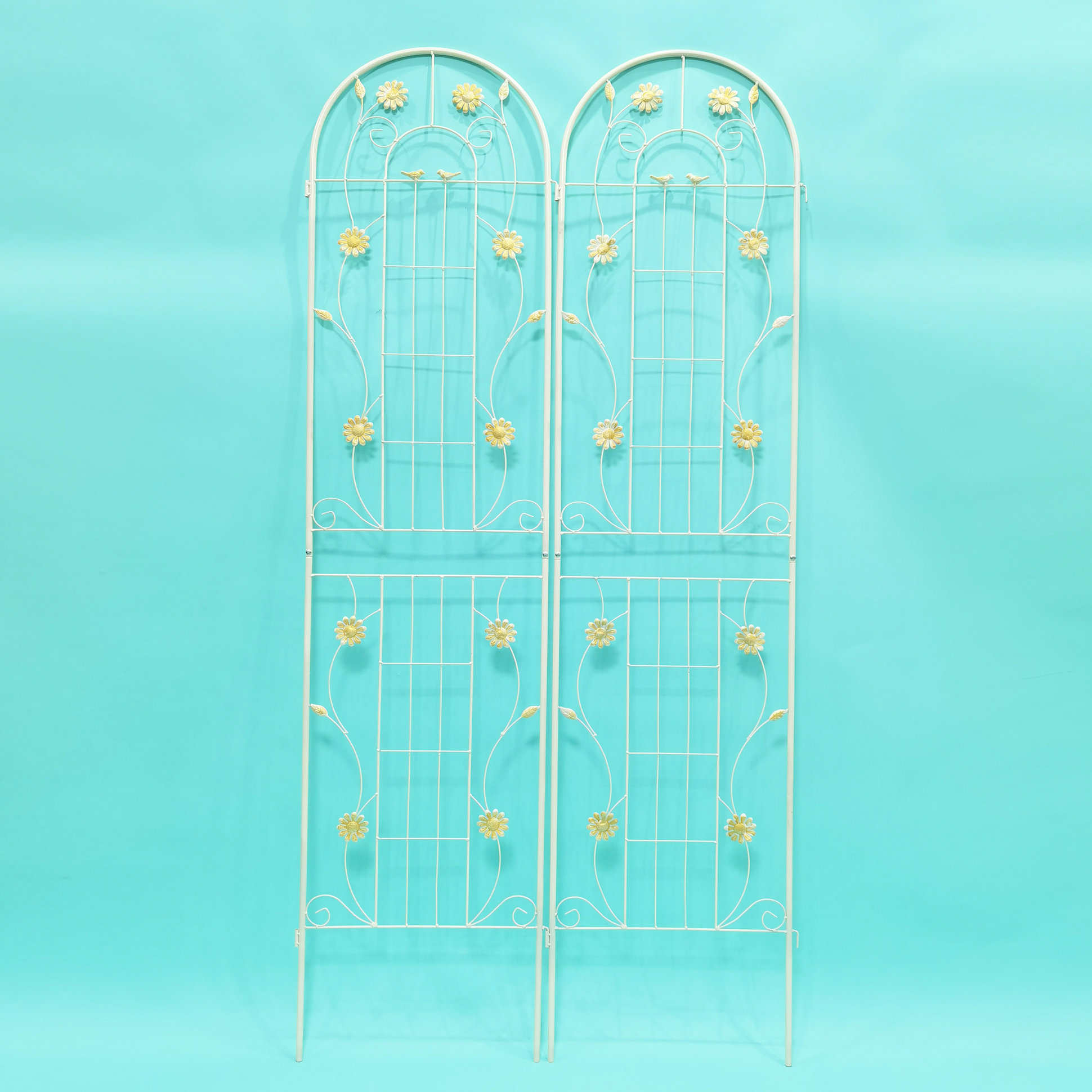 Red Barrel Studio® Cream White Rustproof Metal Garden Trellis 86.7"X19 ...