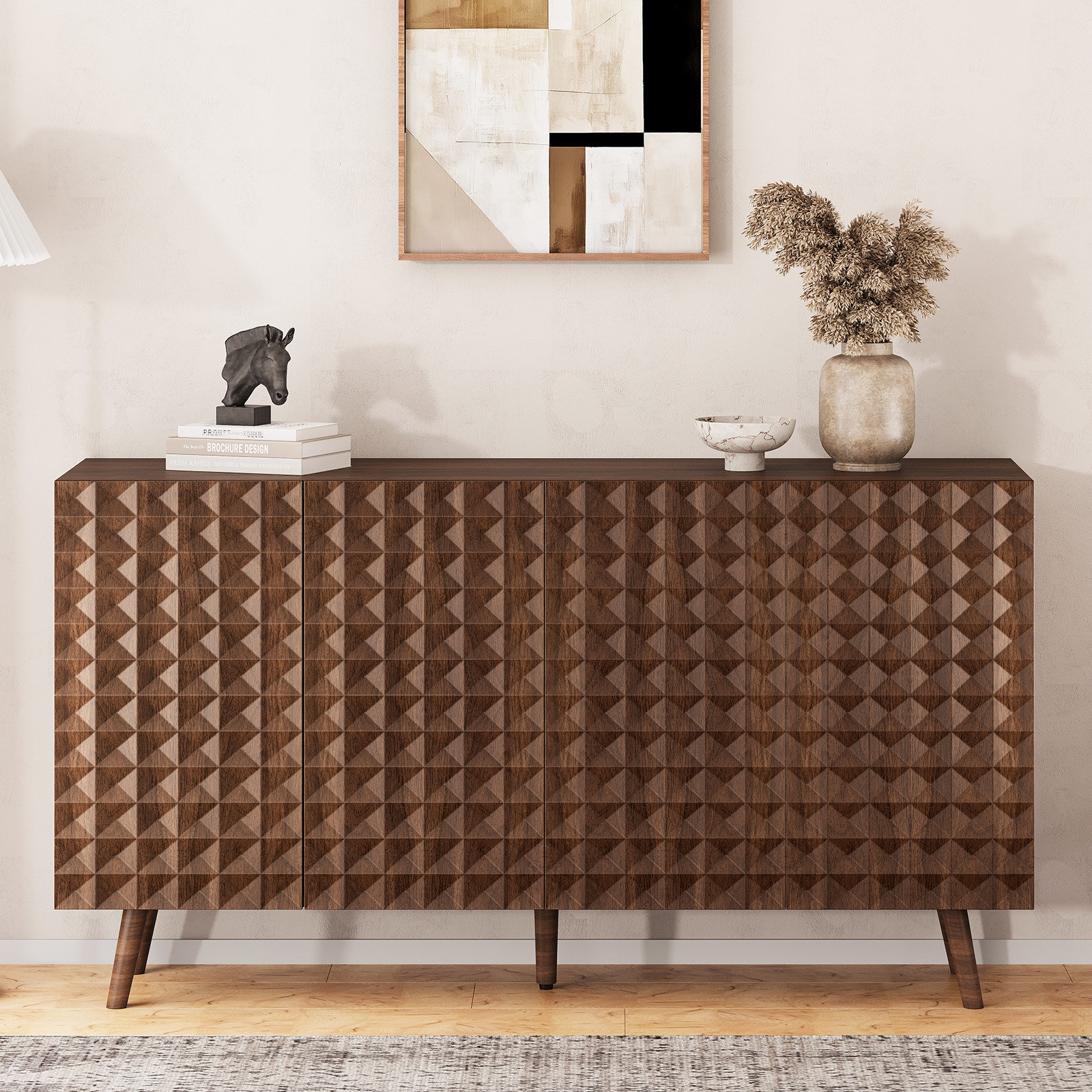 George Oliver 54.5" Wide 4-door Buffet Cabinet - Extra Large Storage ...