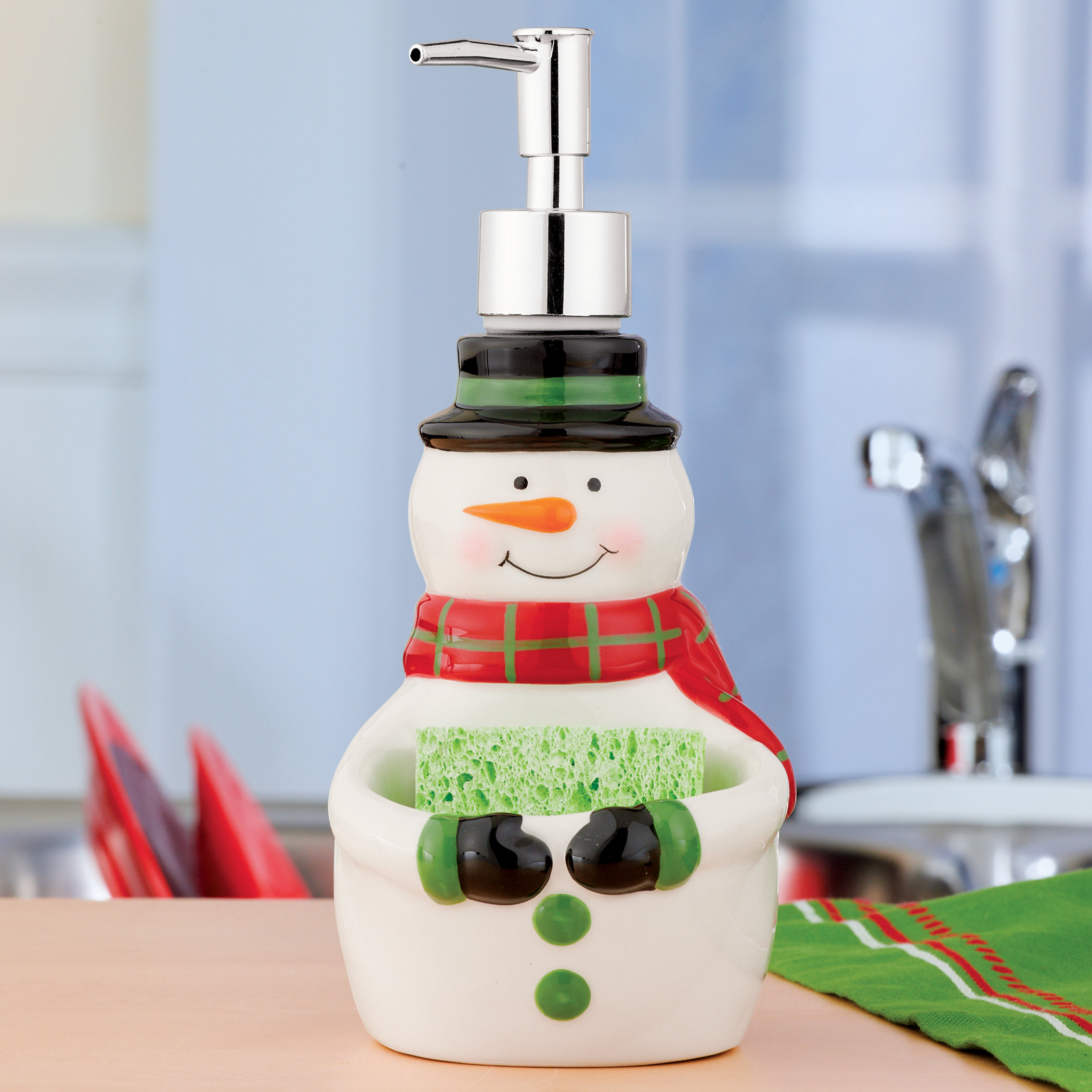 The Holiday Aisle® Dominyka Festive Snowman Ceramic Soap Dispenser ...