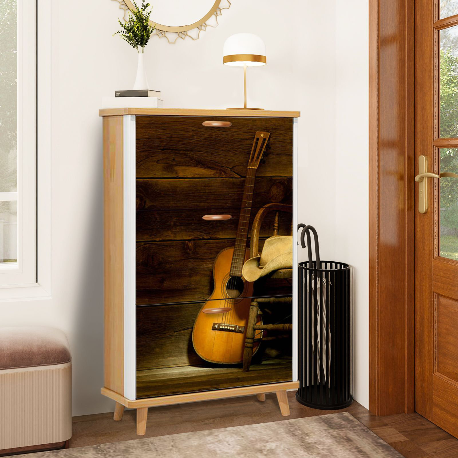 East Urban Home Shoe Storage Cabinet with 3 Flip Drawers for Country ...