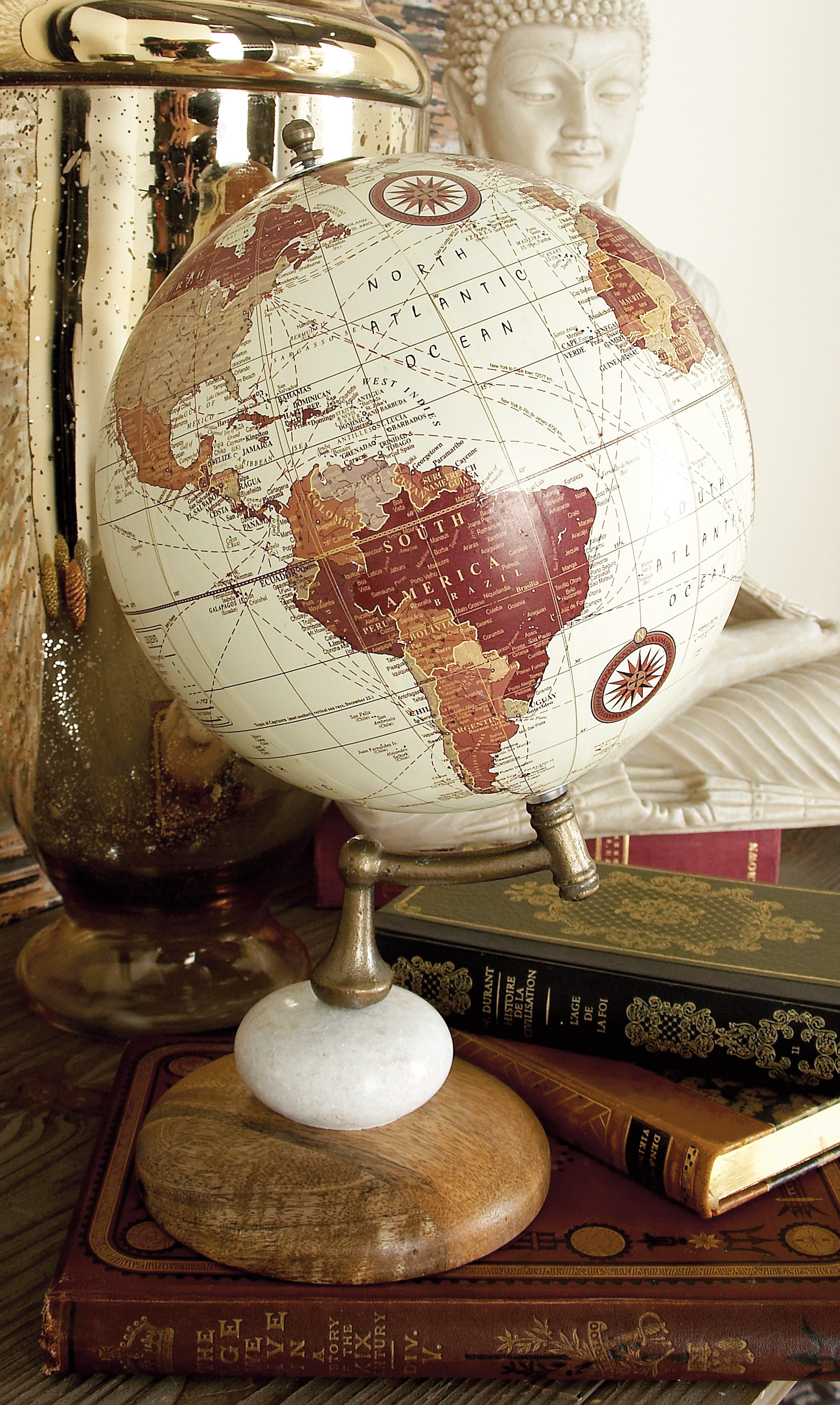Breakwater Bay Mango Wood Educational/Geographic Earth Cream Globe ...