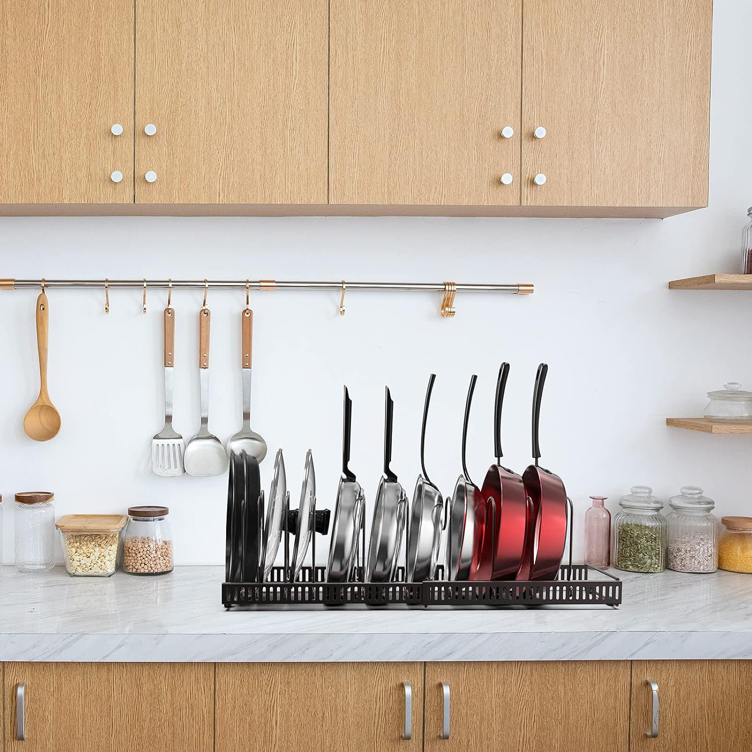 Prep & Savour Metal Rectangle Countertop / Cabinet Pot Rack | Wayfair