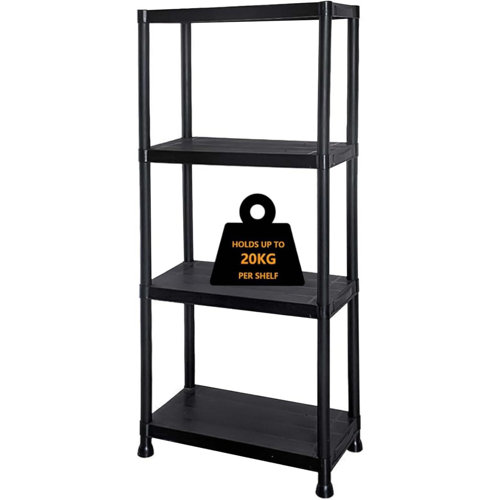 WFX Utility MantraRaj 4 Tier Heavy Duty Black Plastic Storage Shelving ...