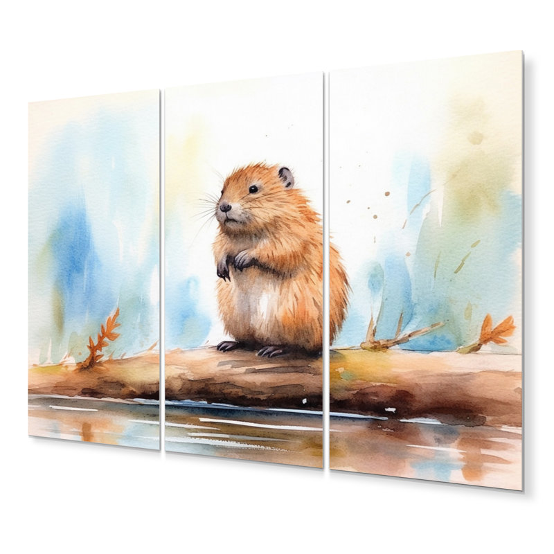 Millwood Pines Cute Beaver I - Animals Beaver Metal Wall Decor Set ...