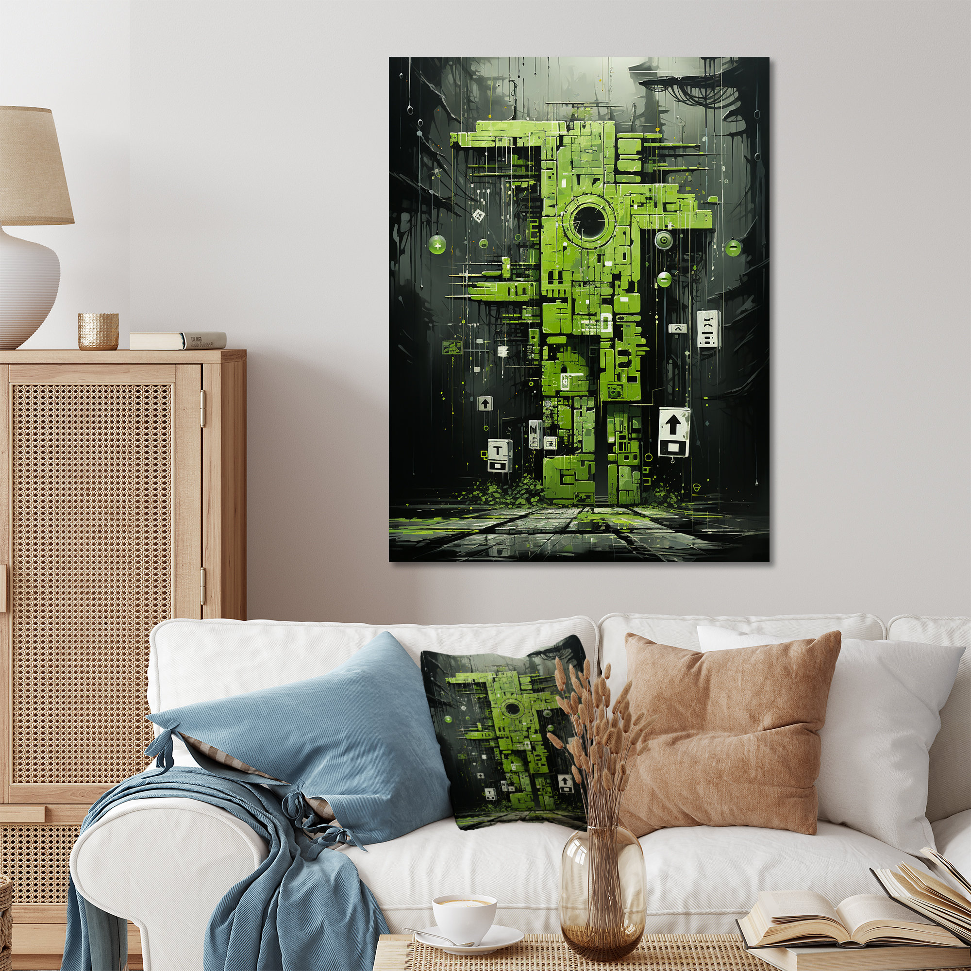 Lark Manor™ Green Abstract Maya Shapes Mask I - Abstract Metal Wall Art ...