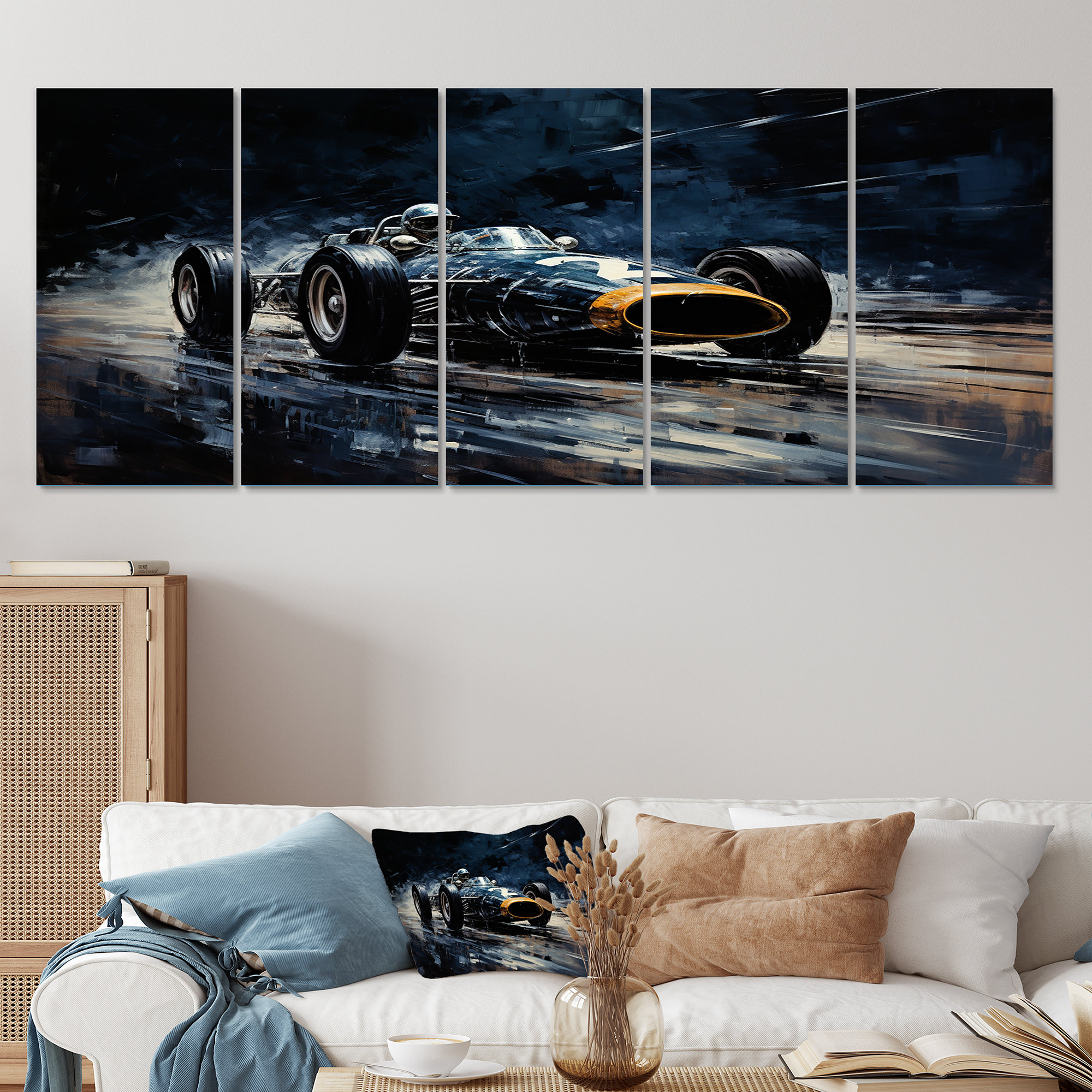 Ebern Designs Midnight Vintage Race Car 1950S On Race Track III - Race ...