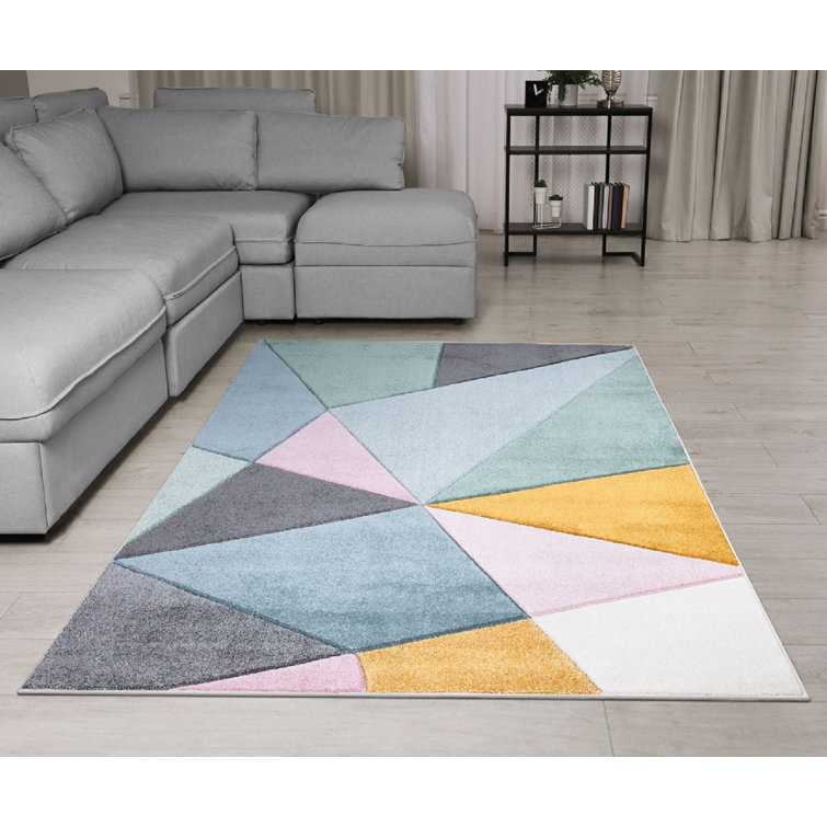 Mikado Living Kadence Athens Flatweave Blue/Yellow/Pink Rug | Wayfair.co.uk