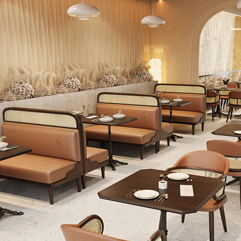 Visual card holder Stylish Simple Cafe Restaurant Benches Faux Leather ...