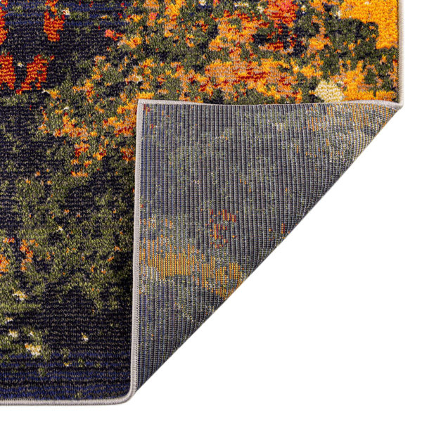 Wade Logan® Ansela Performance Orange/Navy/Yellow Rug | Wayfair