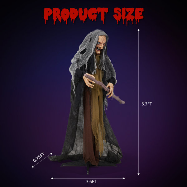 The Holiday Aisle® 5.3FT Halloween Animated Standing Witch Decoration ...