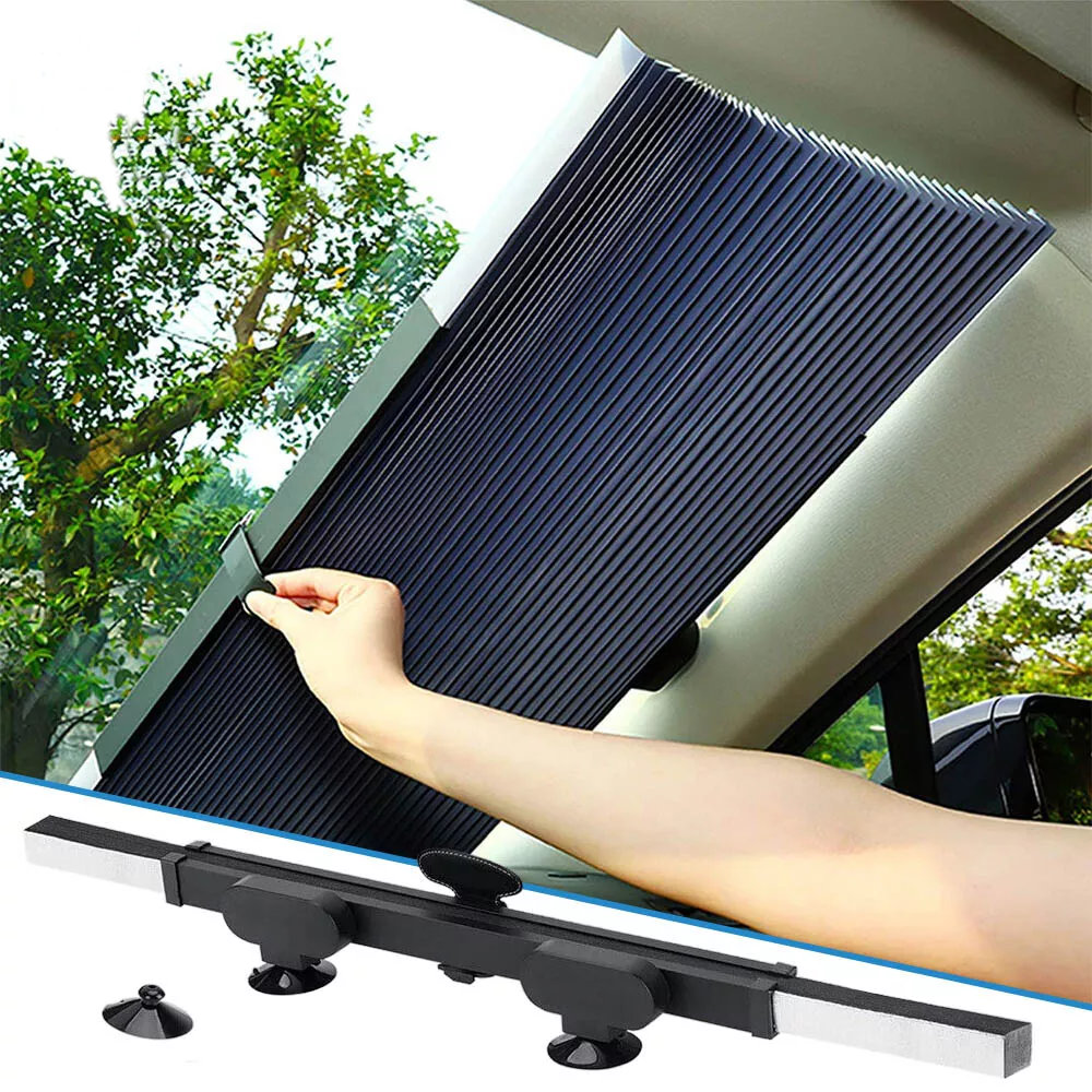 Ayamaya Retractable Windshield Sun Shade, Front & Rear Window Curtain ...