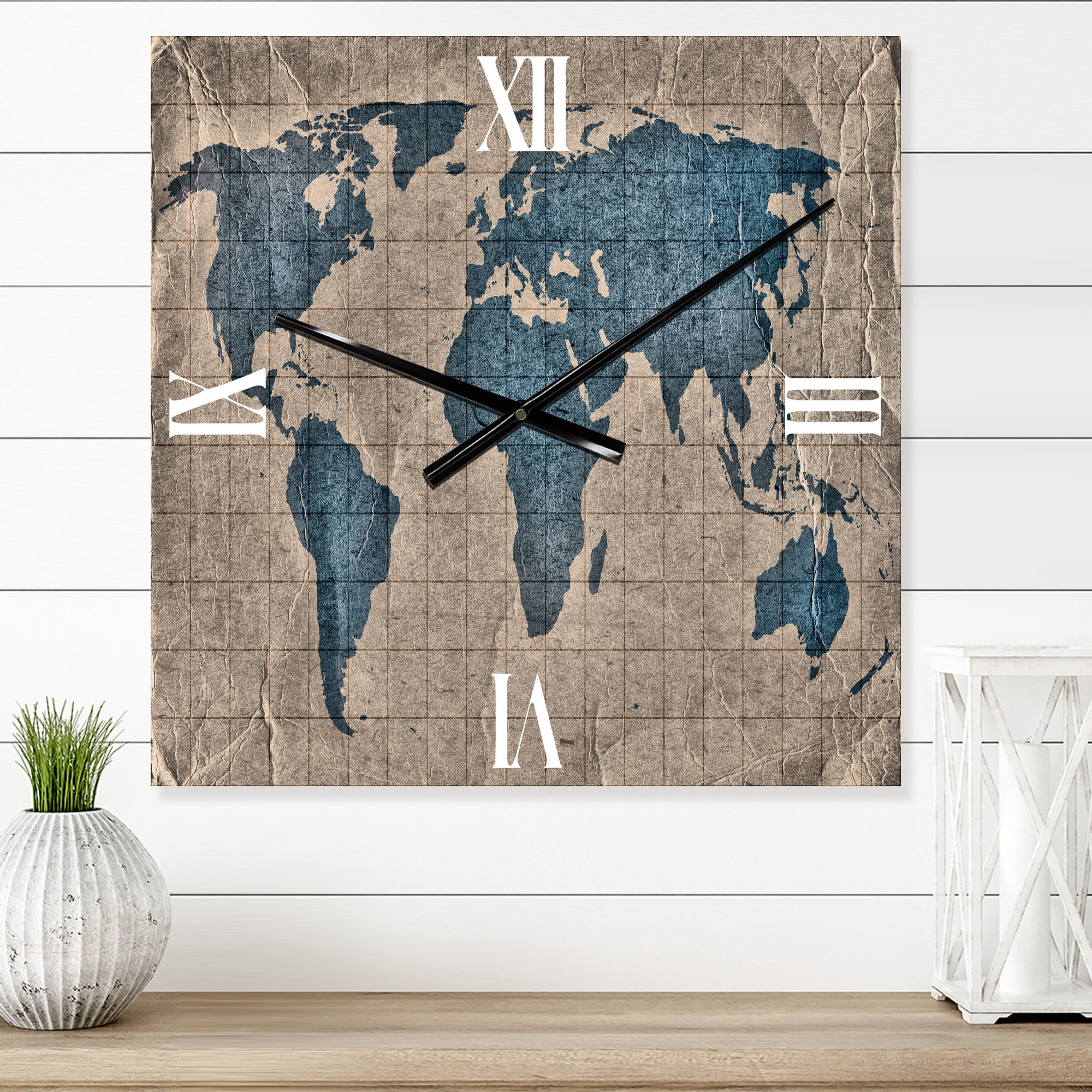 East Urban Home Ancient Map of the World I - Rustic Wall Clock | Wayfair