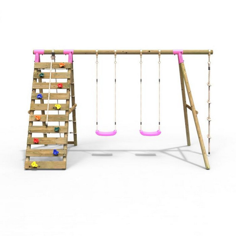 Rebo Pine Swing Set with 2 Swing(s) | Wayfair.co.uk