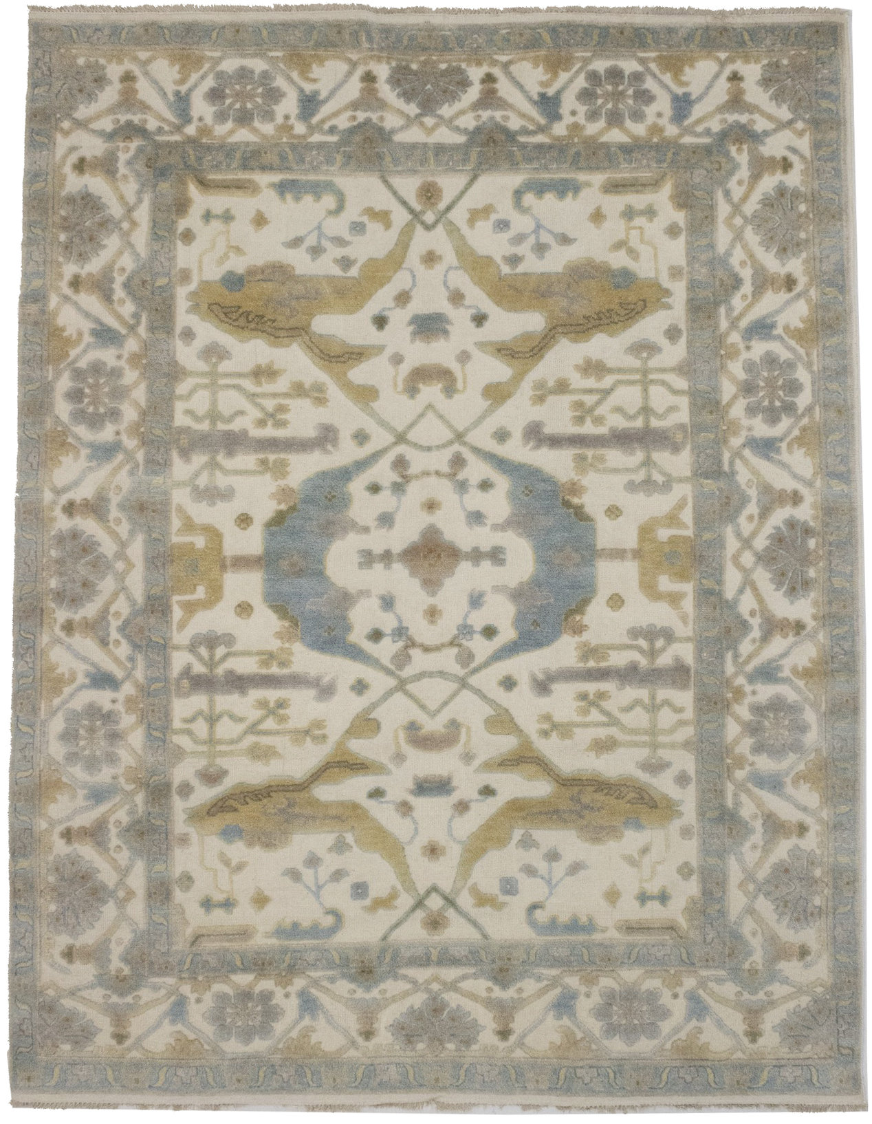 One Allium Way® Floral Hand-Knotted Wool Cream Area Rug | Wayfair