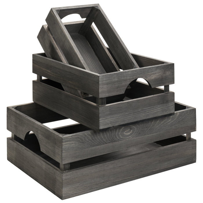 Millwood Pines 3 Piece Solid Wood Crate Set | Wayfair