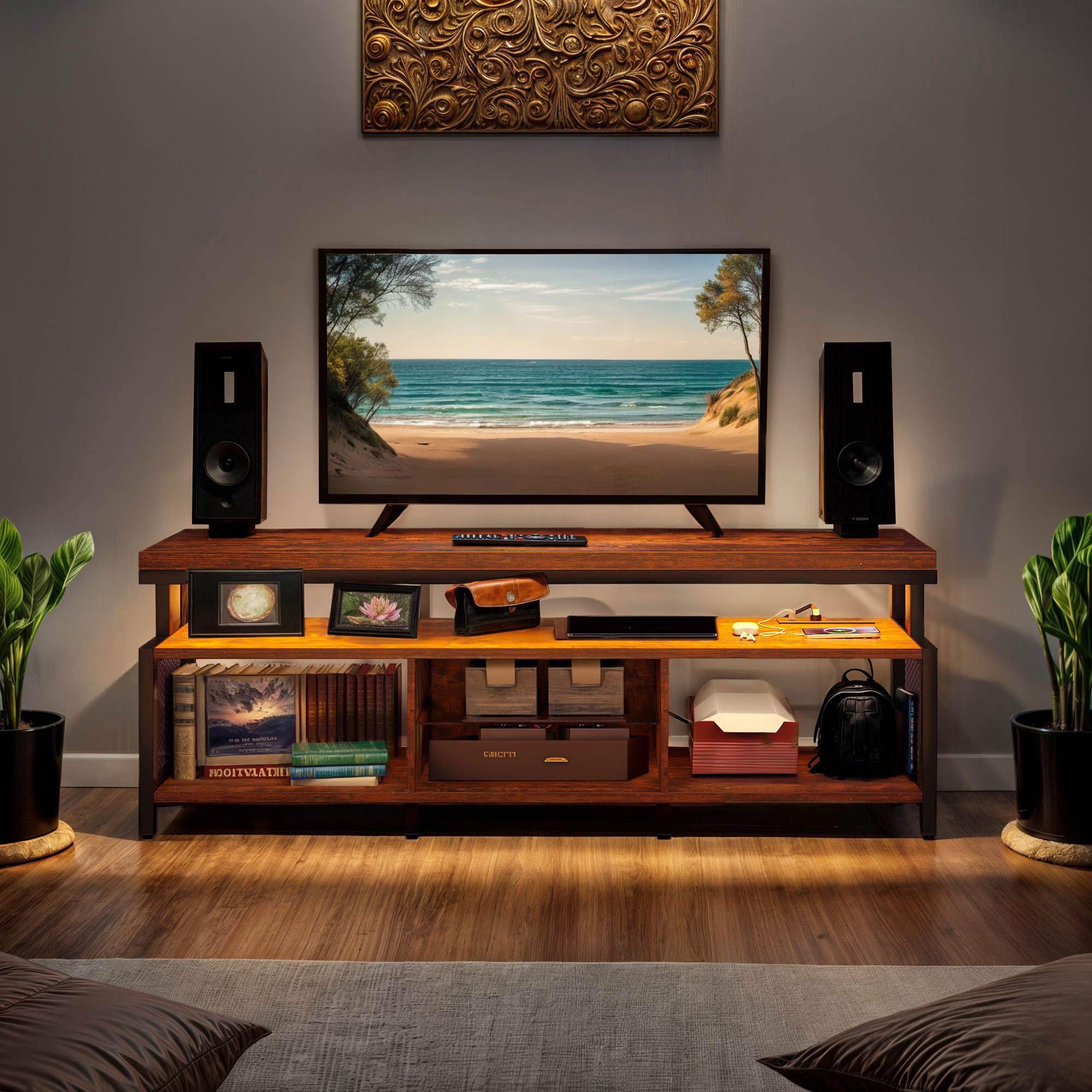 Wrought Studio™ Lory Industrial TV Stand , TV Console, Multifunction ...