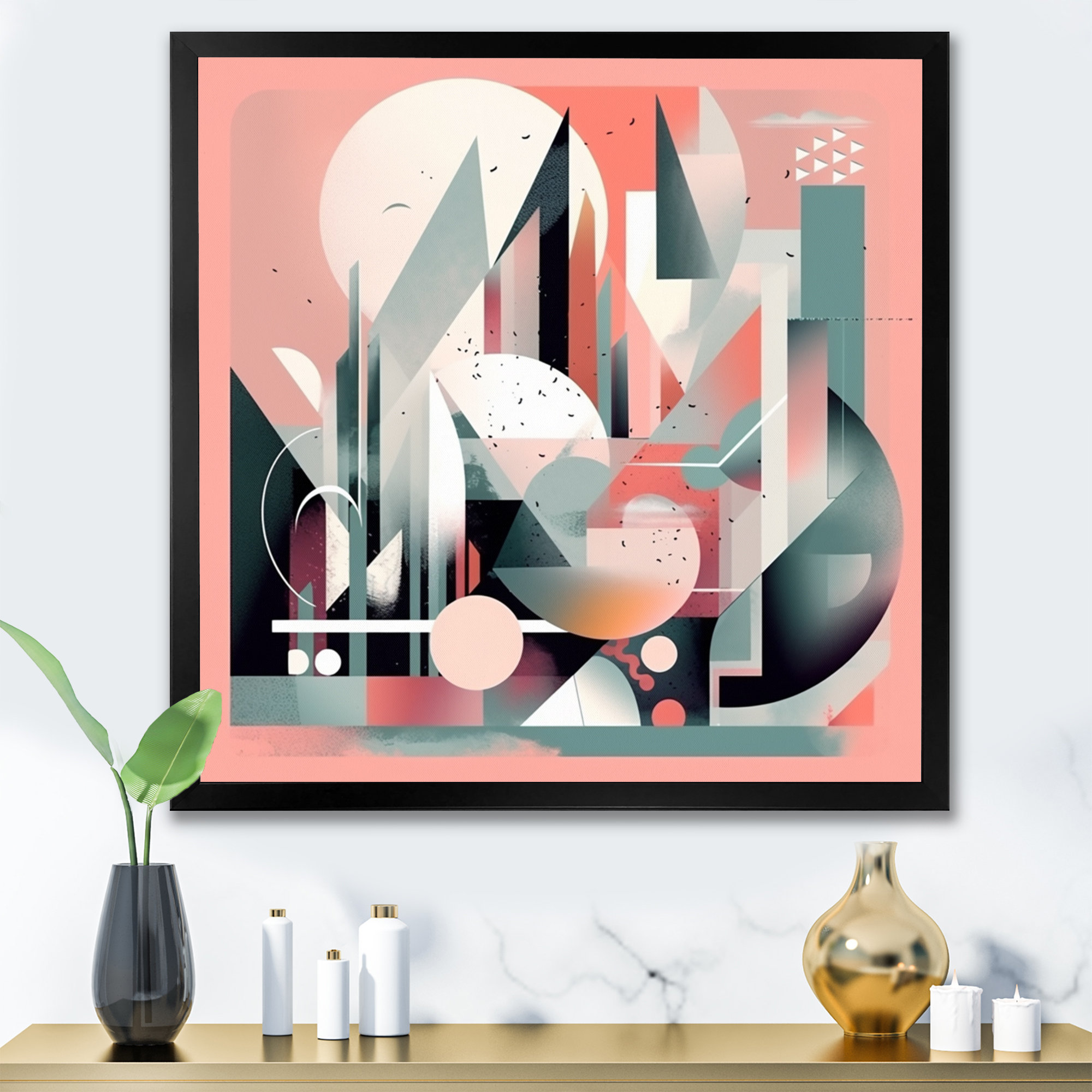 Wrought Studio Blue And Pink Embracing Cubism III - Minimalism Wall Art ...