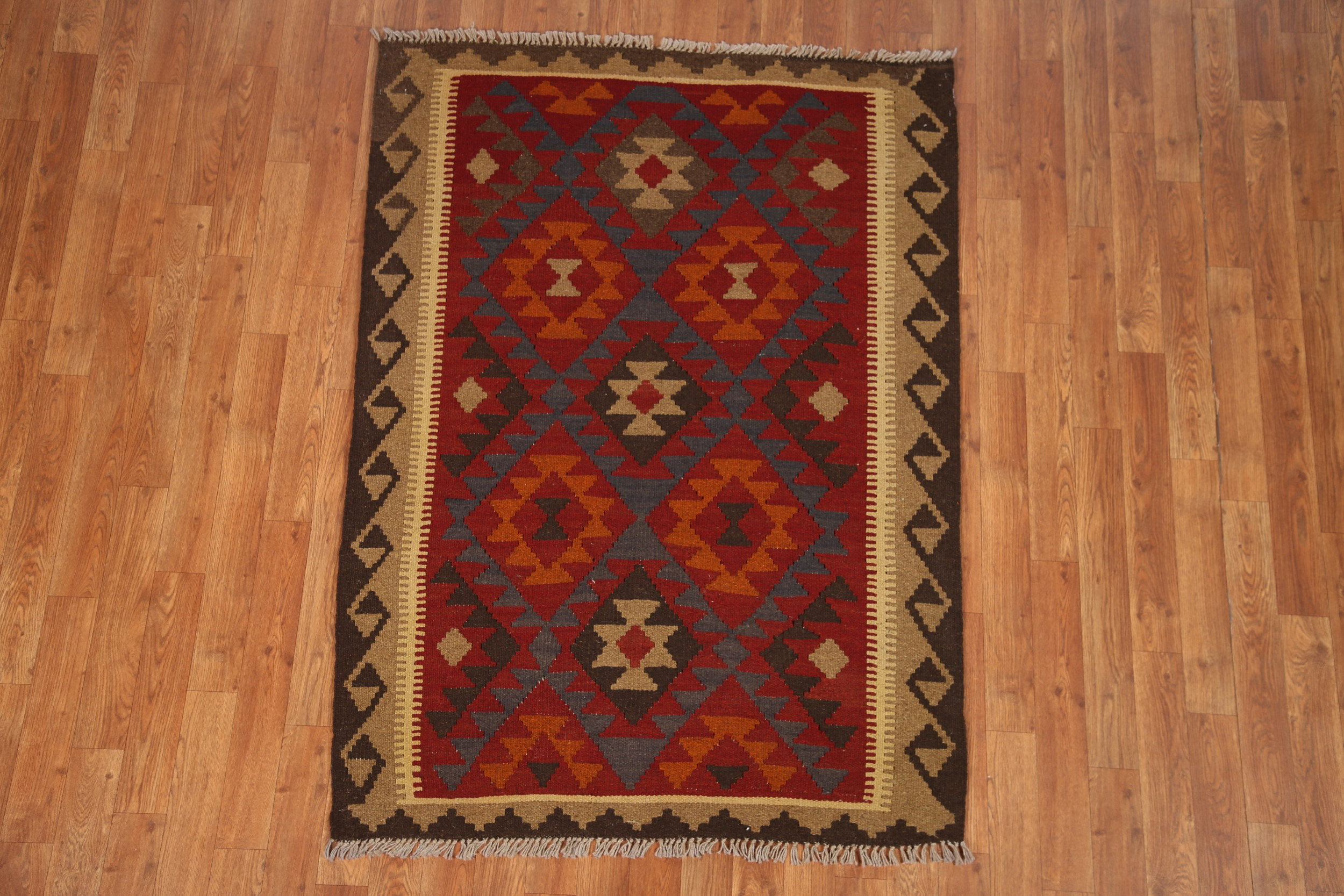 Dakota Fields Reversible Wool Kilim Oriental Area Rug 4x5 | Wayfair