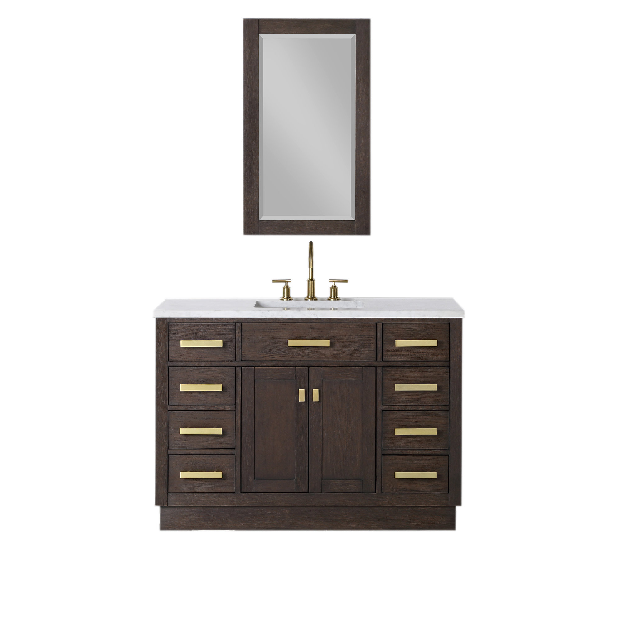 Ivy Bronx Chestnut 48" Carrara White Marble Countertop Bath Vanity with ...