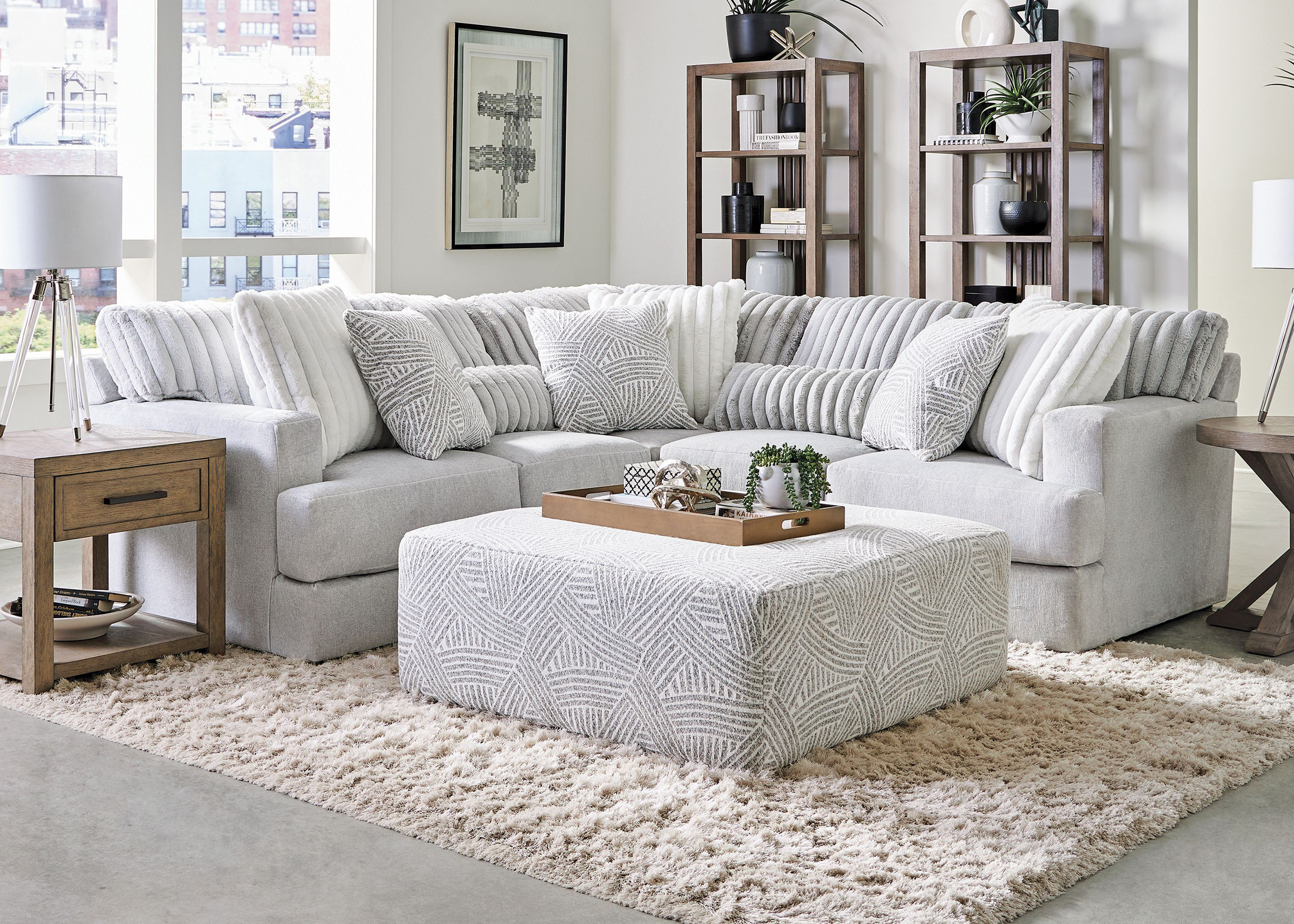 Latitude Run® Zyyon 2-Piece Fabric Sectional, Moon | Wayfair