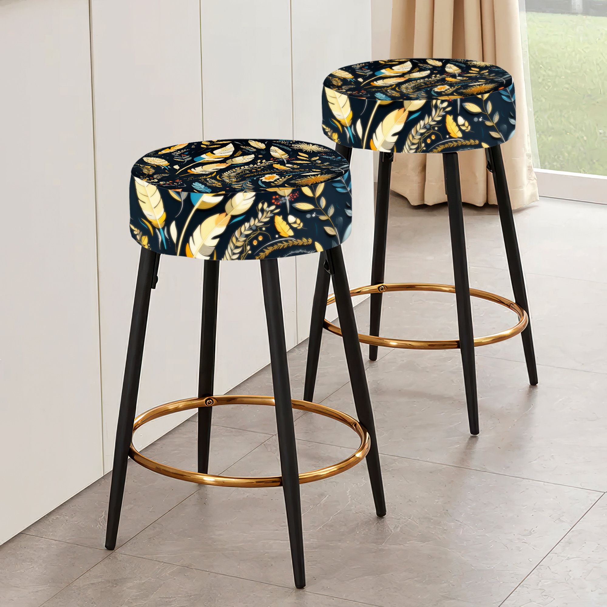 Design Art Bohemian Rhapsody Boho Pattern - Boho Bar Stools Set Of 2 ...