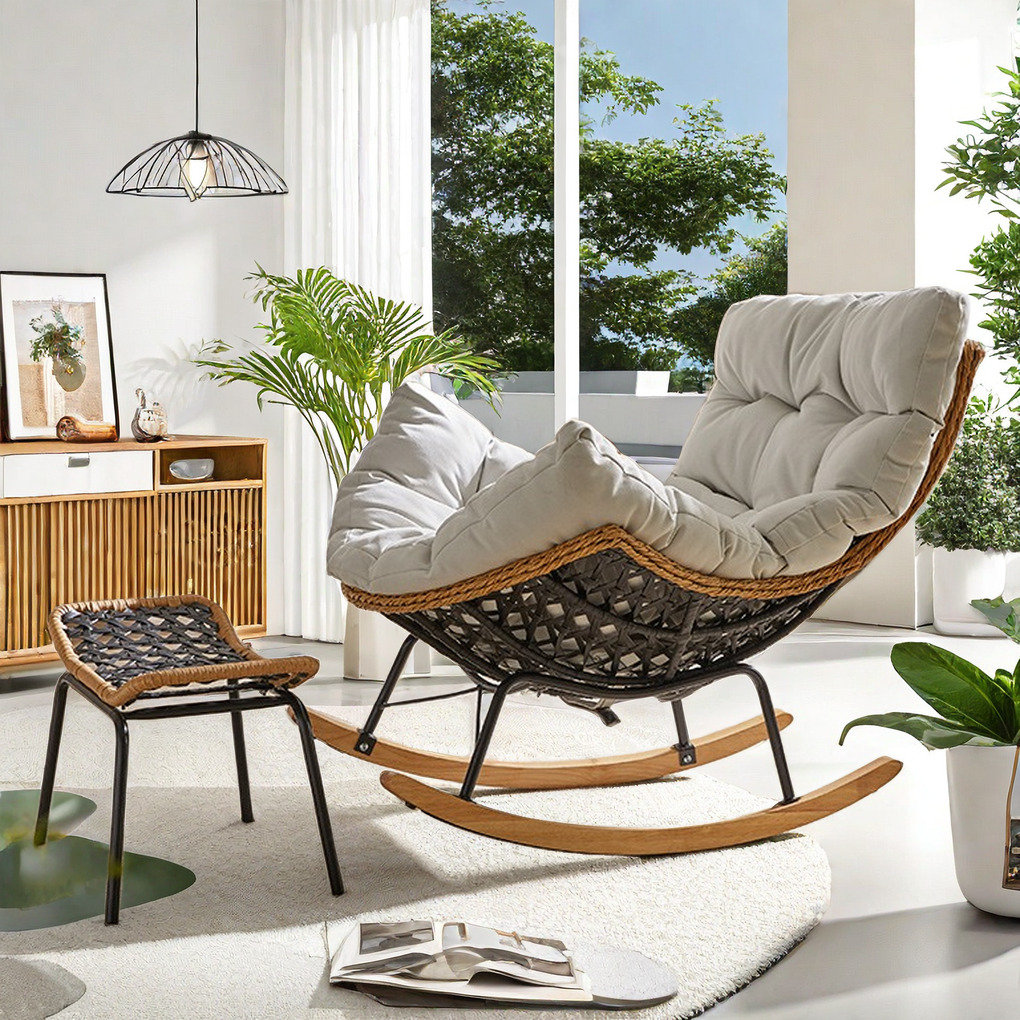 Smith Thera Dual Purpose Rattan Rocking Chair PE Rocking Chair | Wayfair