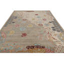 Rug & Kilim’S Chinese Art Deco Rug In Beige With Colorful Floral ...