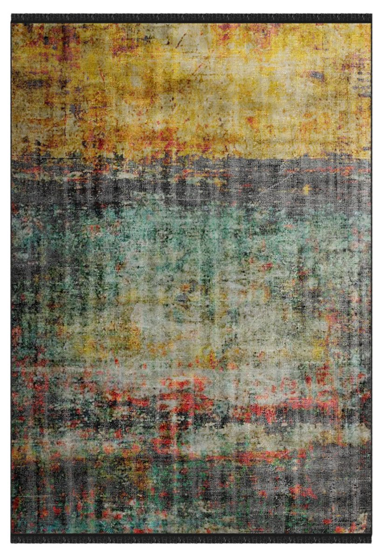 Rugpera Oraye Yellow And Green Color Abstract Design Carpet Machine ...