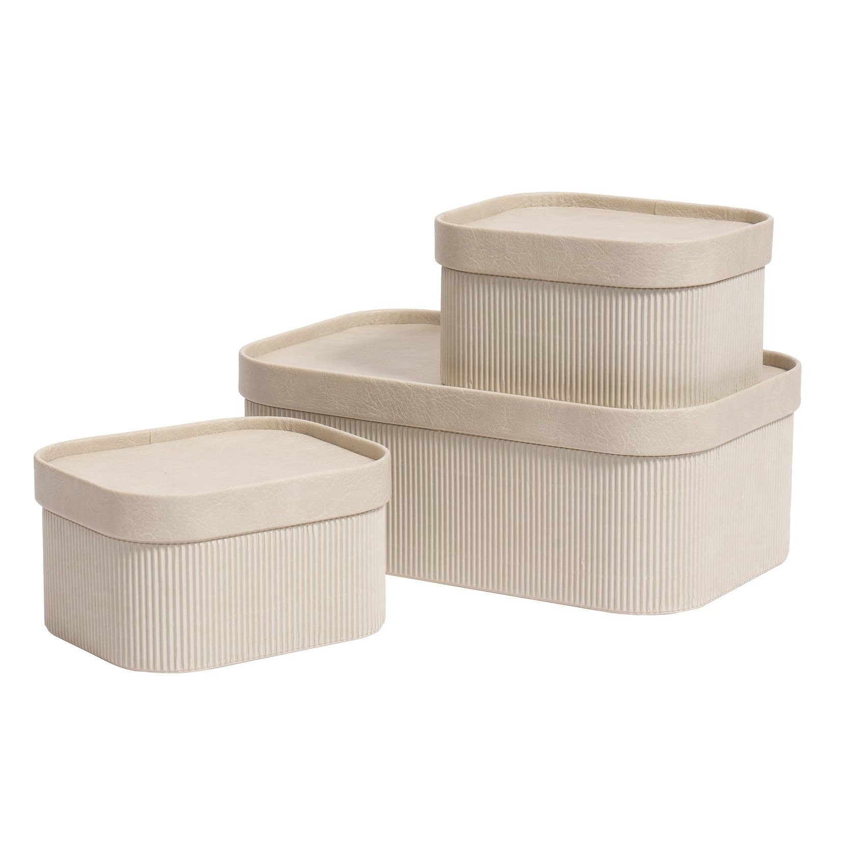 Hokku Designs Fluted Cardboard Storage Baskets - Set of 3 | Wayfair