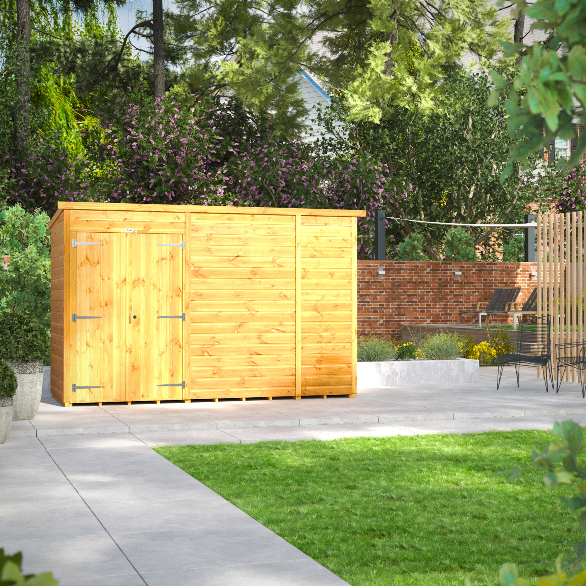 Powersheds 10 x 4ft Timber Tongue & Groove Windowless Pent Garden Shed ...