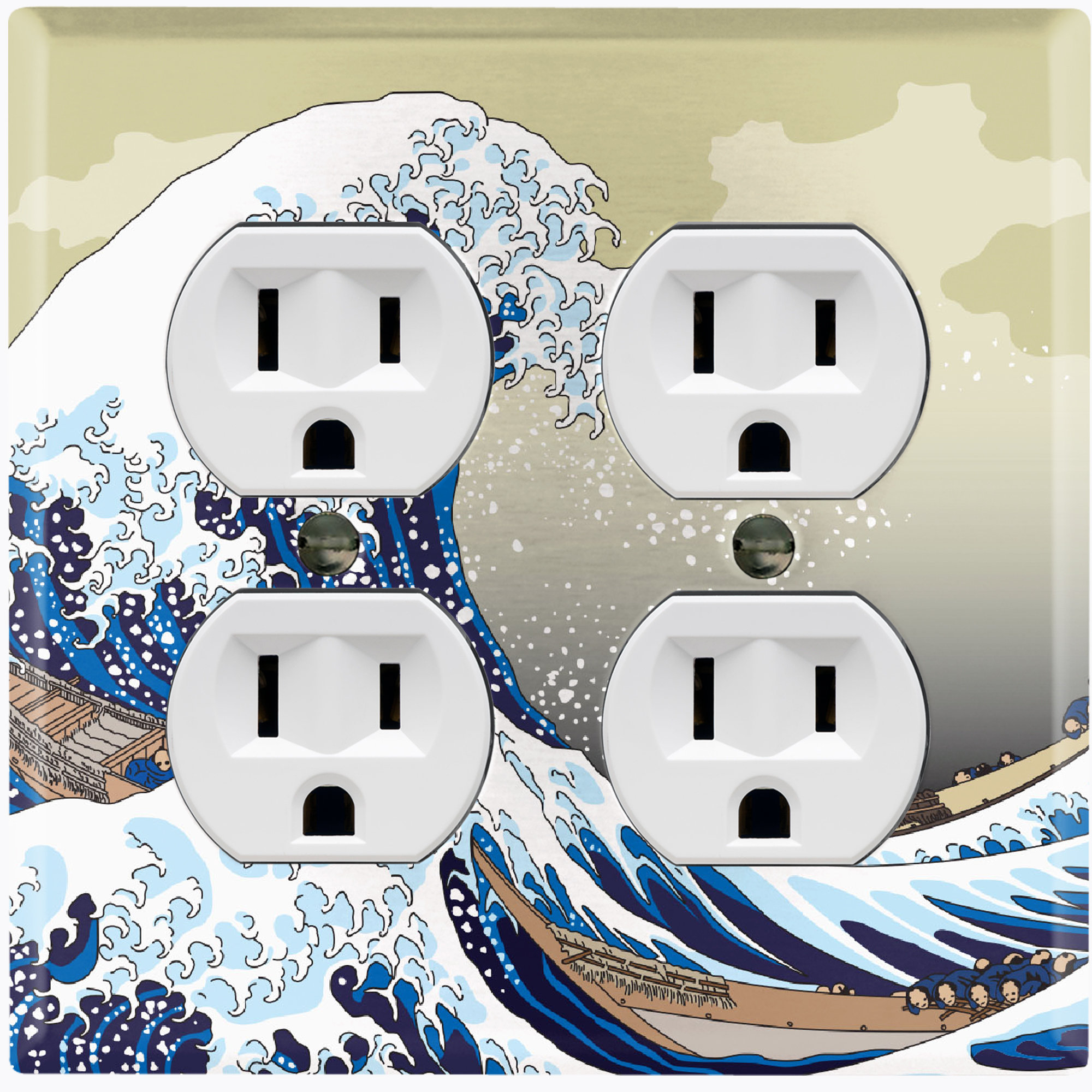 WorldAcc Blue Sea Waves Nature Themed 2 - Gang Duplex Outlet Standard ...