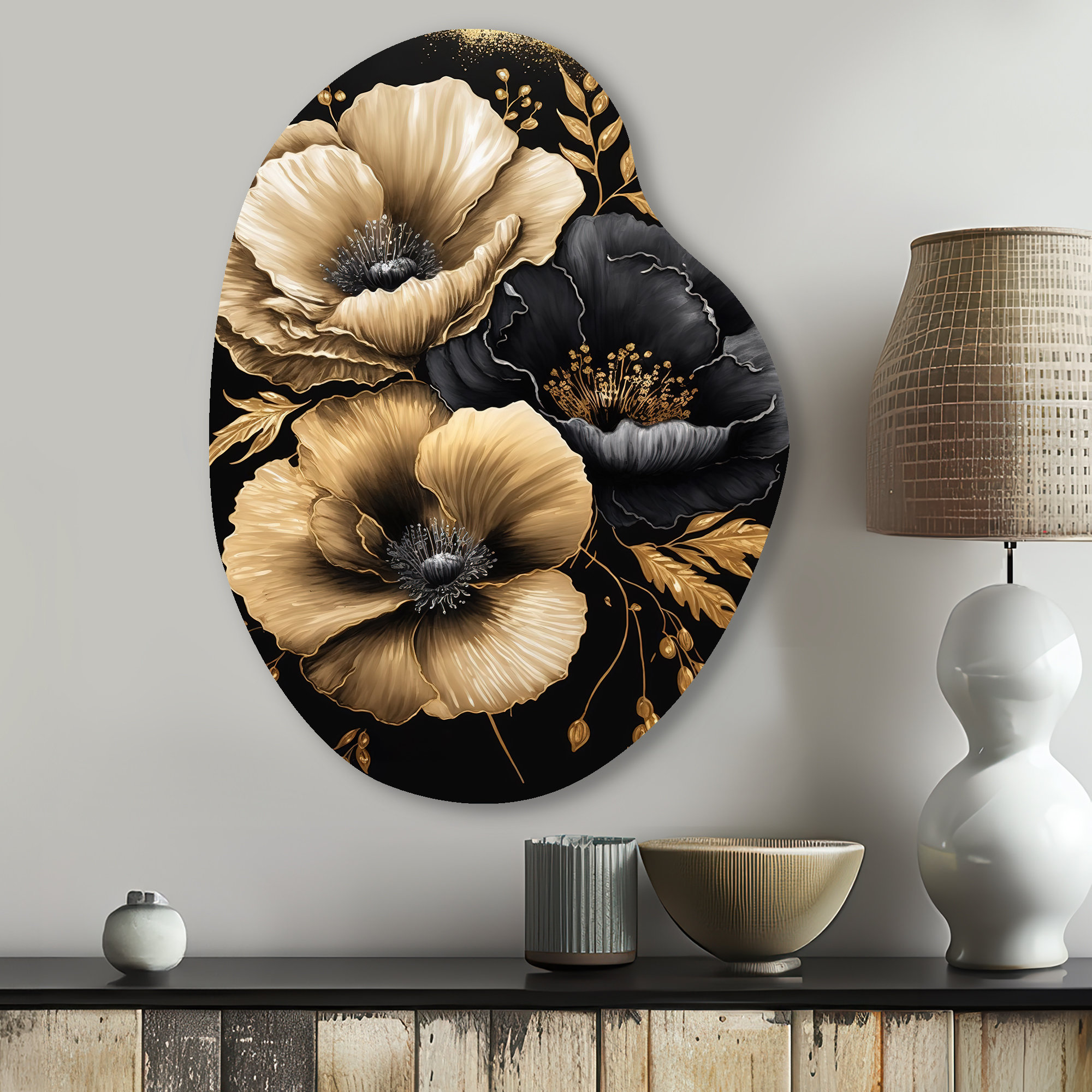 Design Art Black And Gold Hibiscus II - Hibiscus Pear Shape ...
