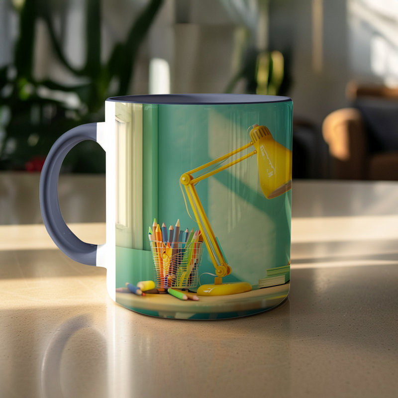 East Urban Home Kids Drawing Style 11oz Accent Mugs – White Ceramic ...