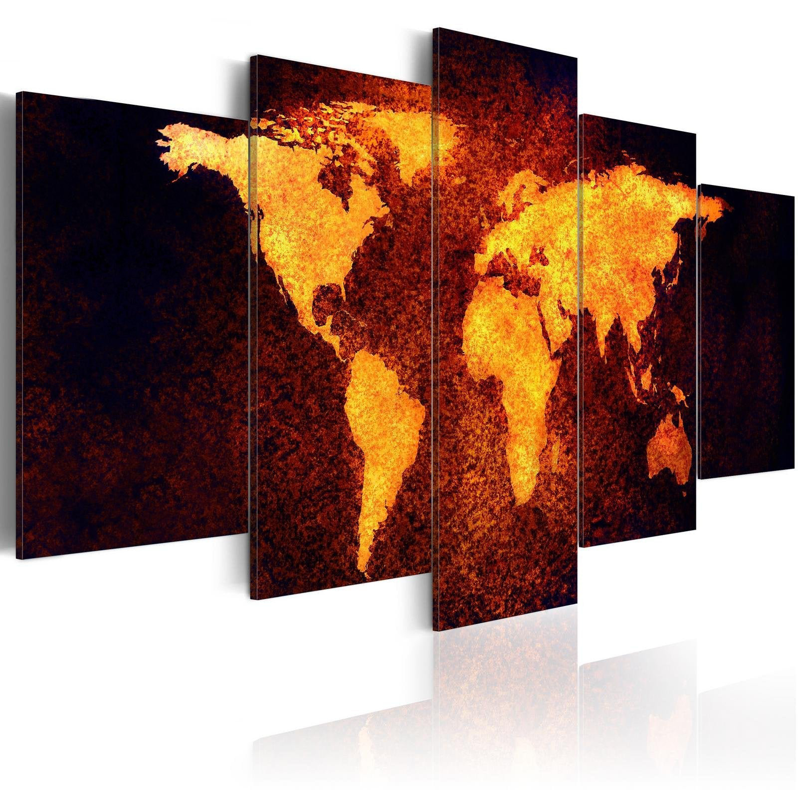 17 Stories Hot Lava World Map On Canvas 5 Pieces Print | Wayfair
