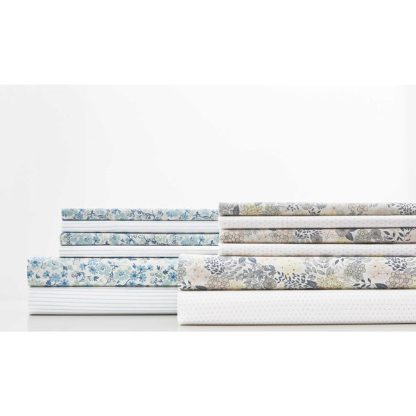 Laura Ashley Marissa 200 Thread Count Floral 100% Cotton Percale Sheet ...