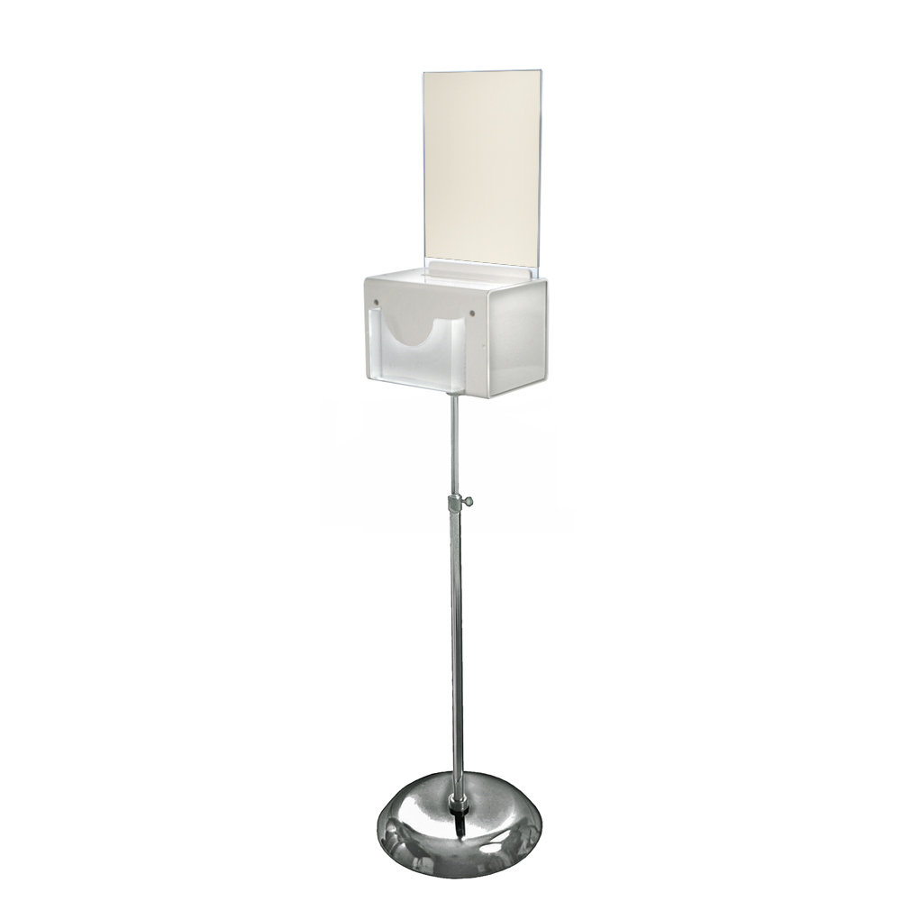 Azar Displays Large White Lottery Box on Pedestal Floor Stand w/ Pocket ...