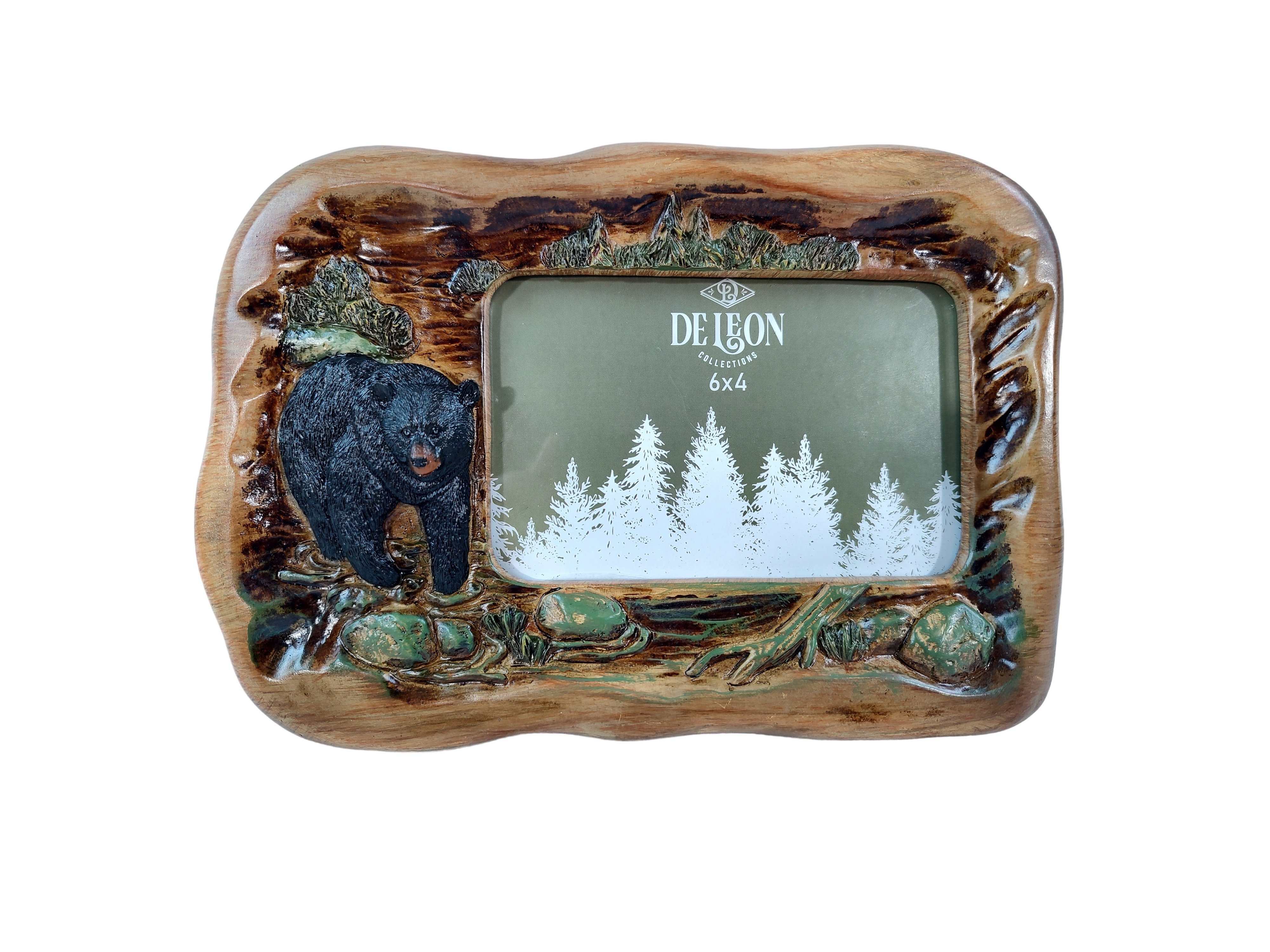 Millwood Pines Woodland Black Bear in Faux Wood Rustic Creek 6” x 4 ...