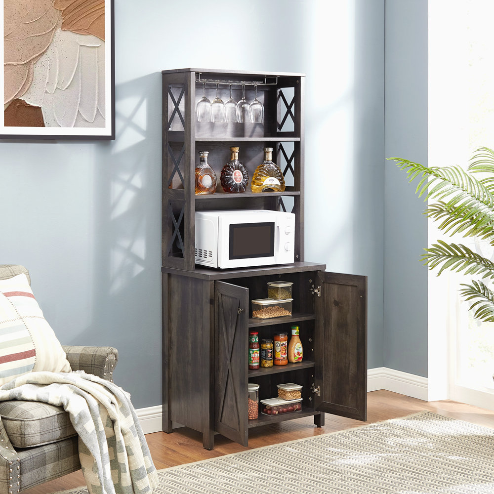 Gracie Oaks Coffee Bar Cabinet Kitchen Cabinet With Microwave Stand ...