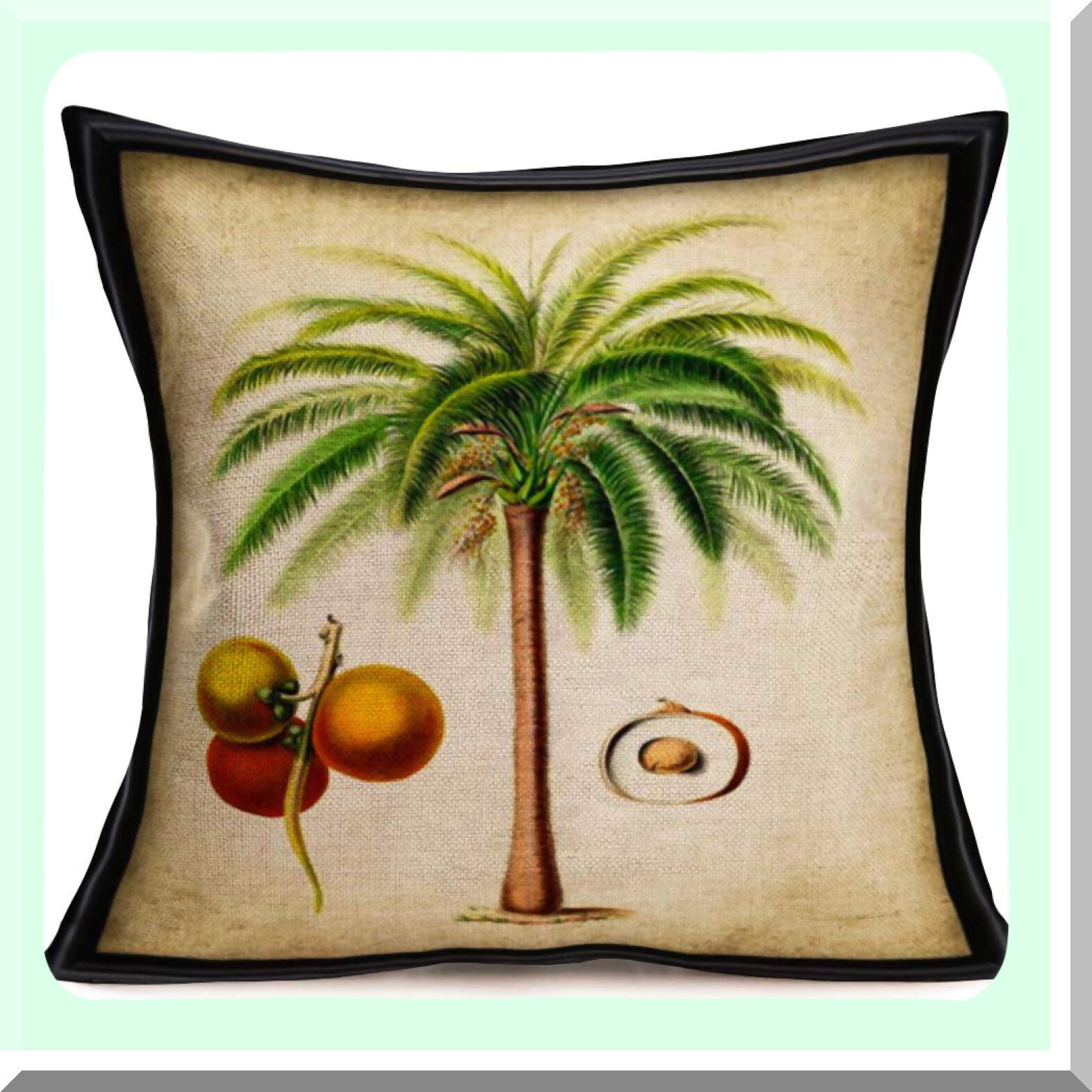 BRBCA Tropical Paradise Pillow Covers - Set of 4 Cotton Linen Coconut ...