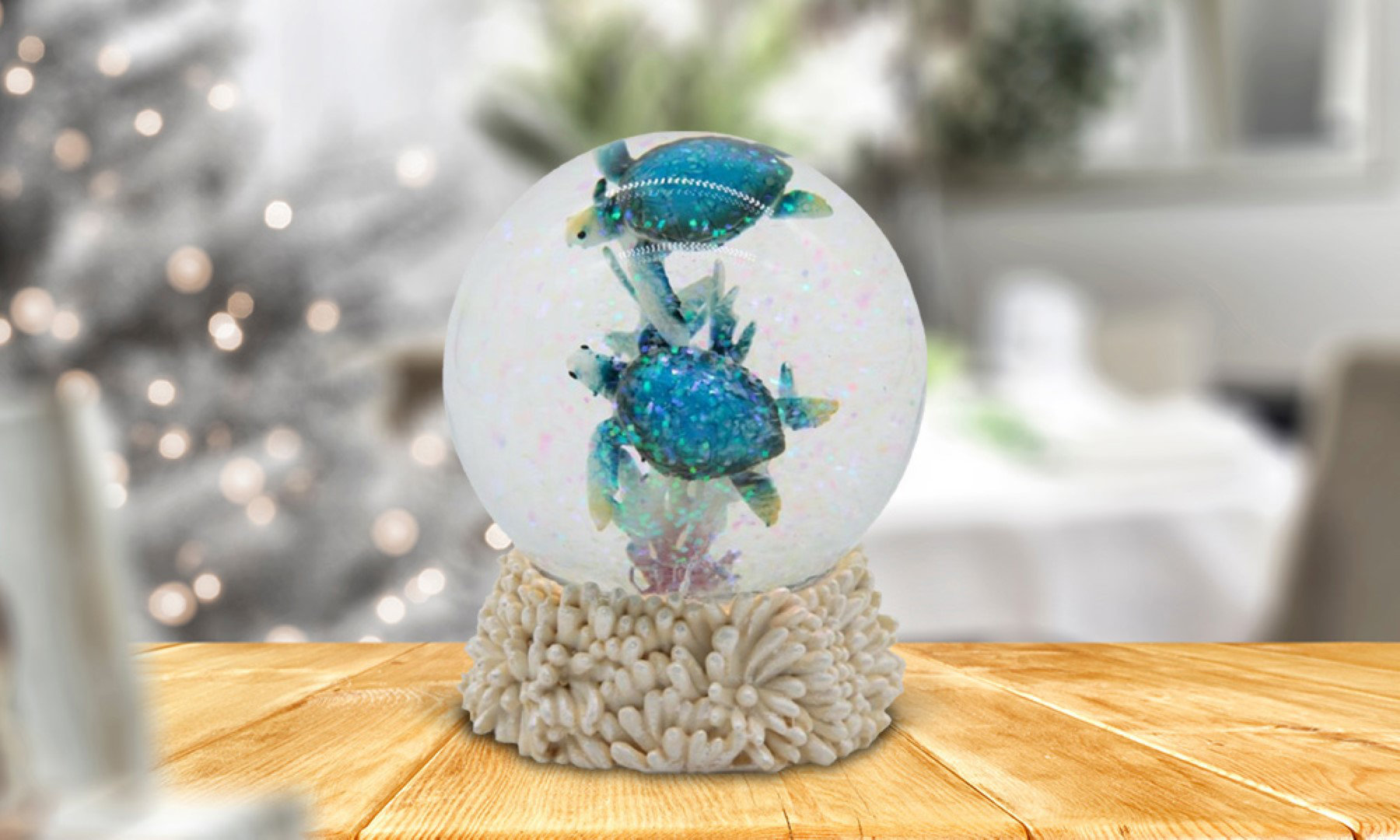 Bayou Breeze McLelland 4"H Blue Sea Turtle Glitter Snow Globe Unique ...