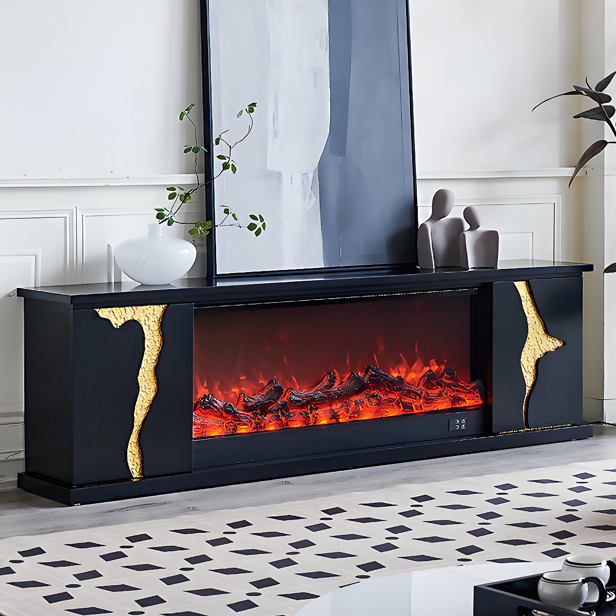 Wildon Home® French-style fireplace TV stand solid wood American-style ...