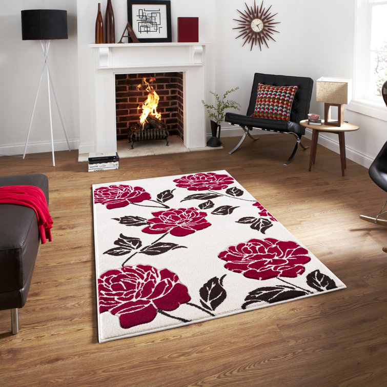 Rosdorf Park Herrings Cream, Red Area Rug | Wayfair.co.uk