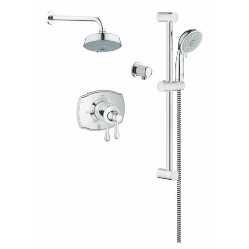 GROHE Authentic Thermostatic Complete Shower System with Rough-in Valve ...