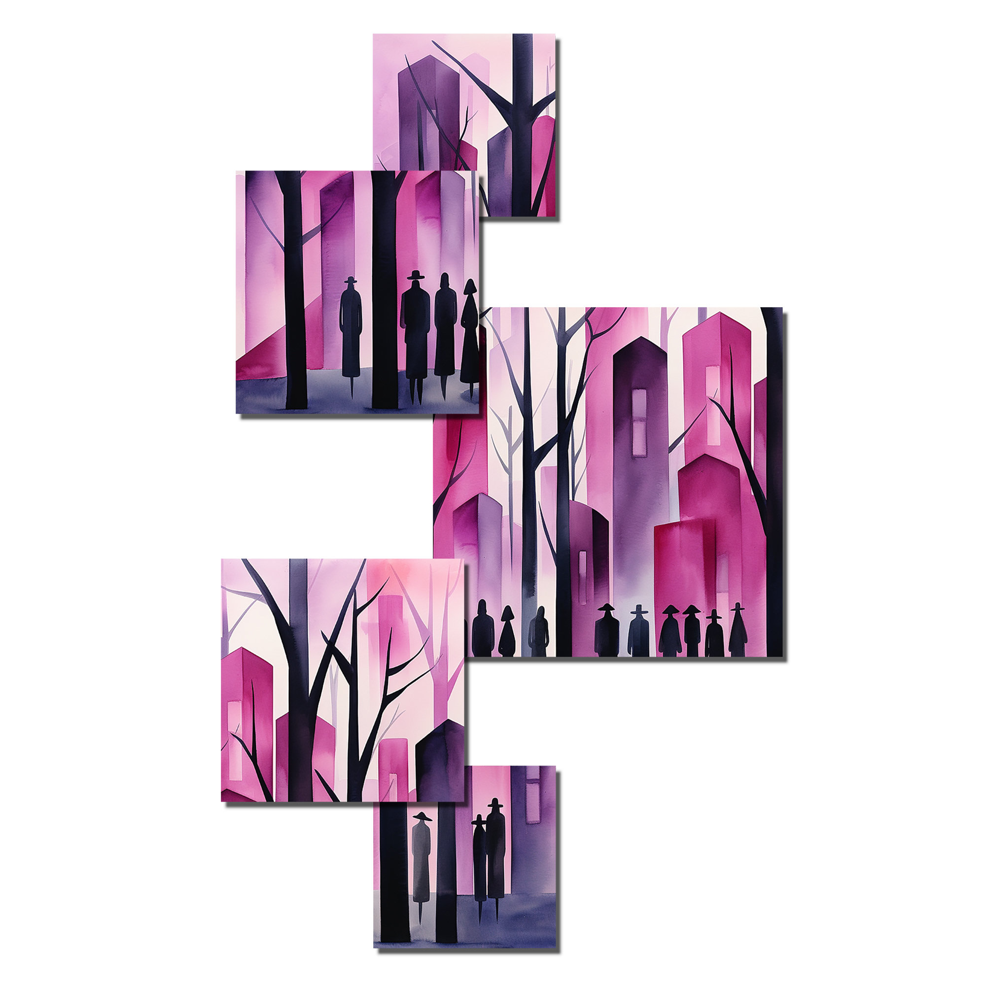 Lark Manor™ Pink Melodic Spirit City - African American Art Square Wall ...