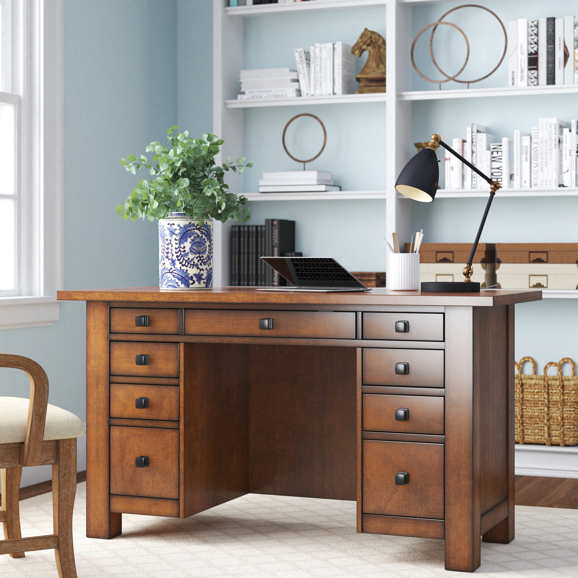 Three Posts™ Rotherham 54" Executive Desk & Reviews | Wayfair