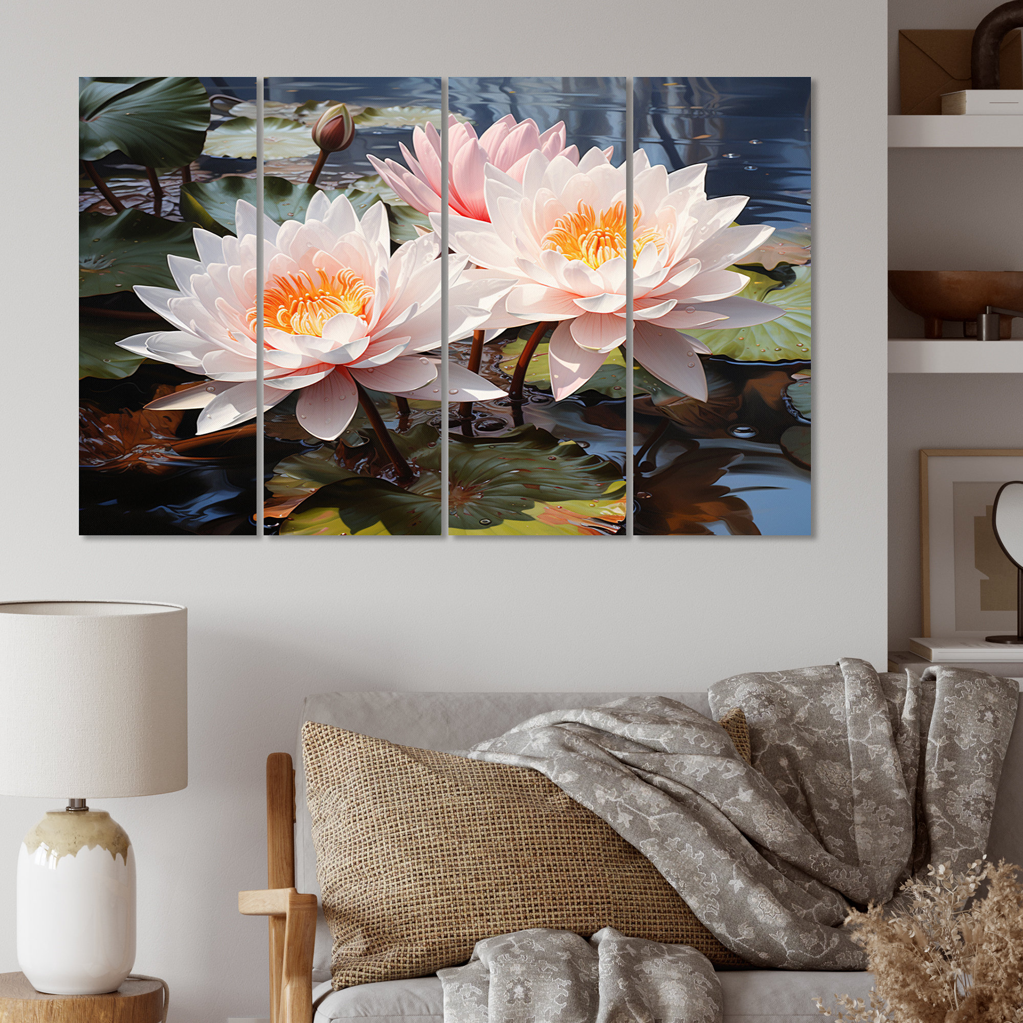 Ebern Designs Pink Yellow Lotus Lotus Serenity - Floral Wall Art Living ...