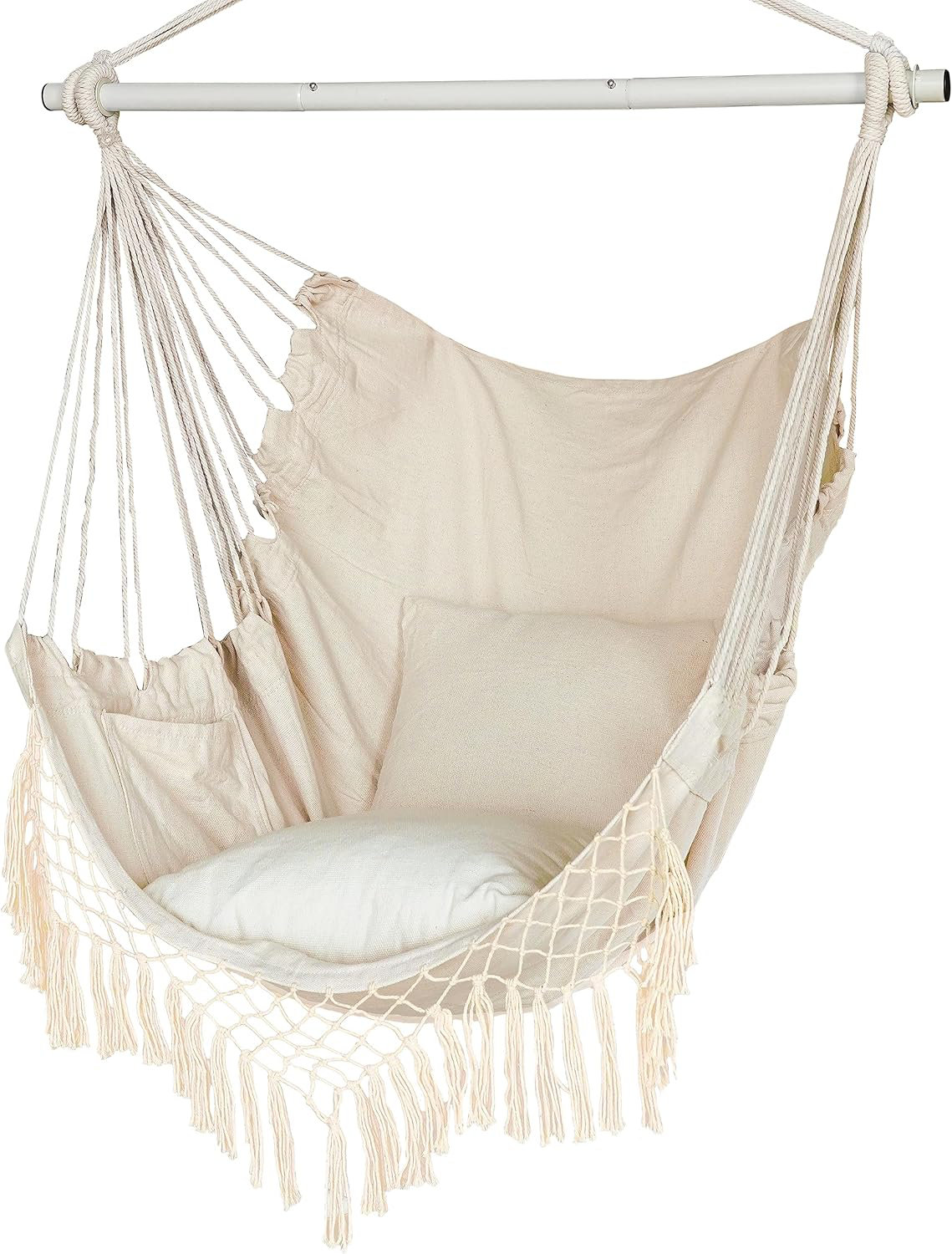 Dakota Fields Hammock Chair, Hanging Rope Swing Seat with 2 Cushions ...
