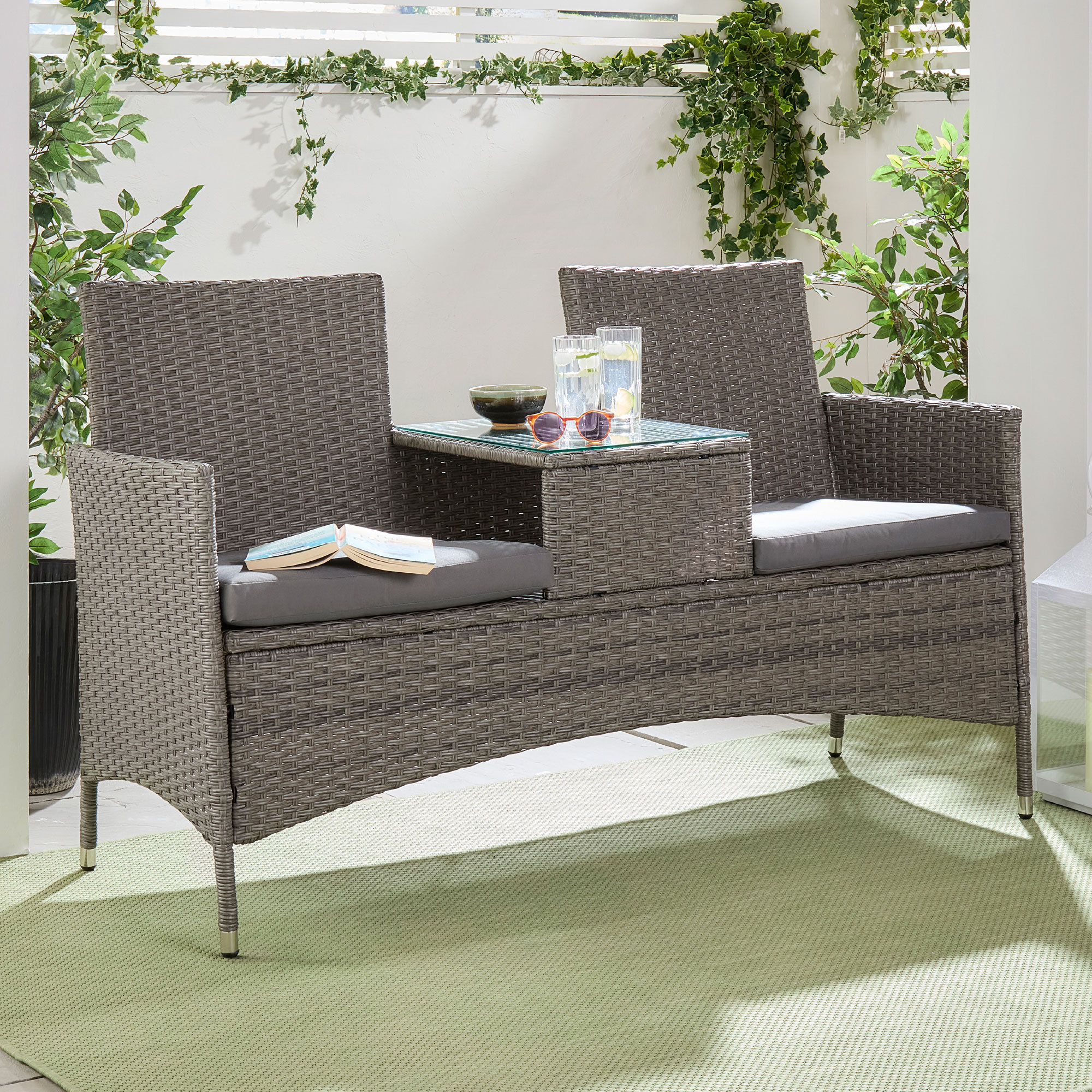 VonHaus Bali Rattan Garden Jack and Jill Loveseat & Reviews | Wayfair.co.uk